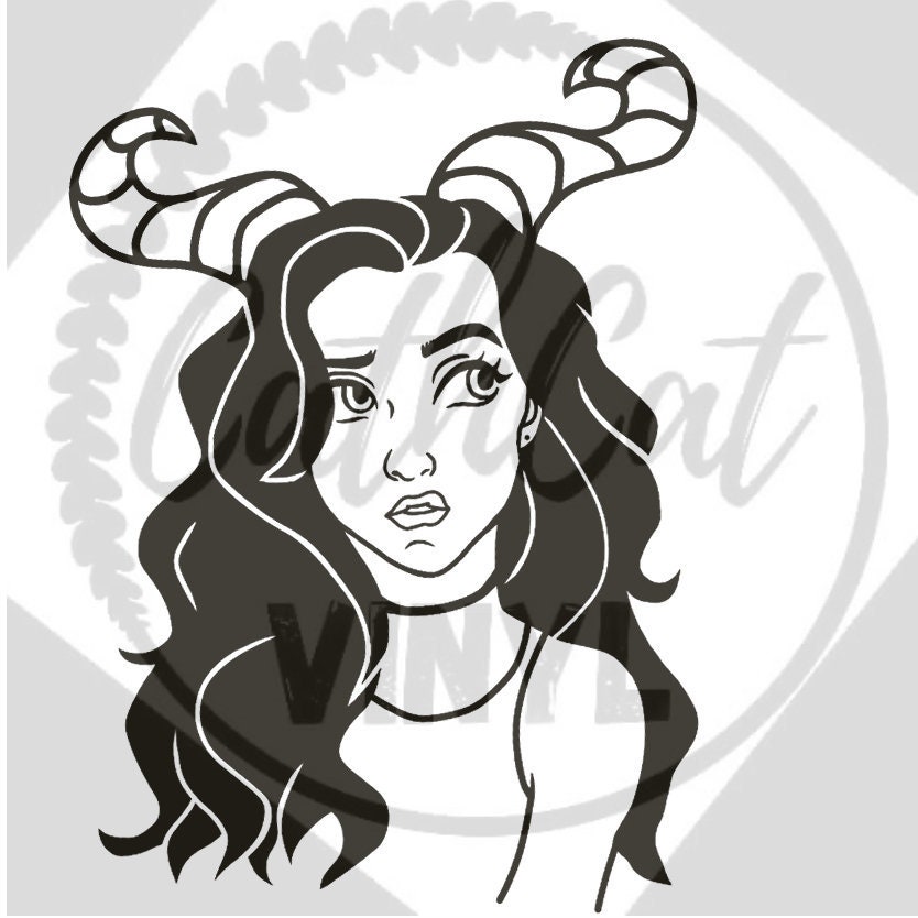 Pretty Girl Horns With Raised Eyebrow Long Hair Svg, Png, Jpeg and Dxf ...