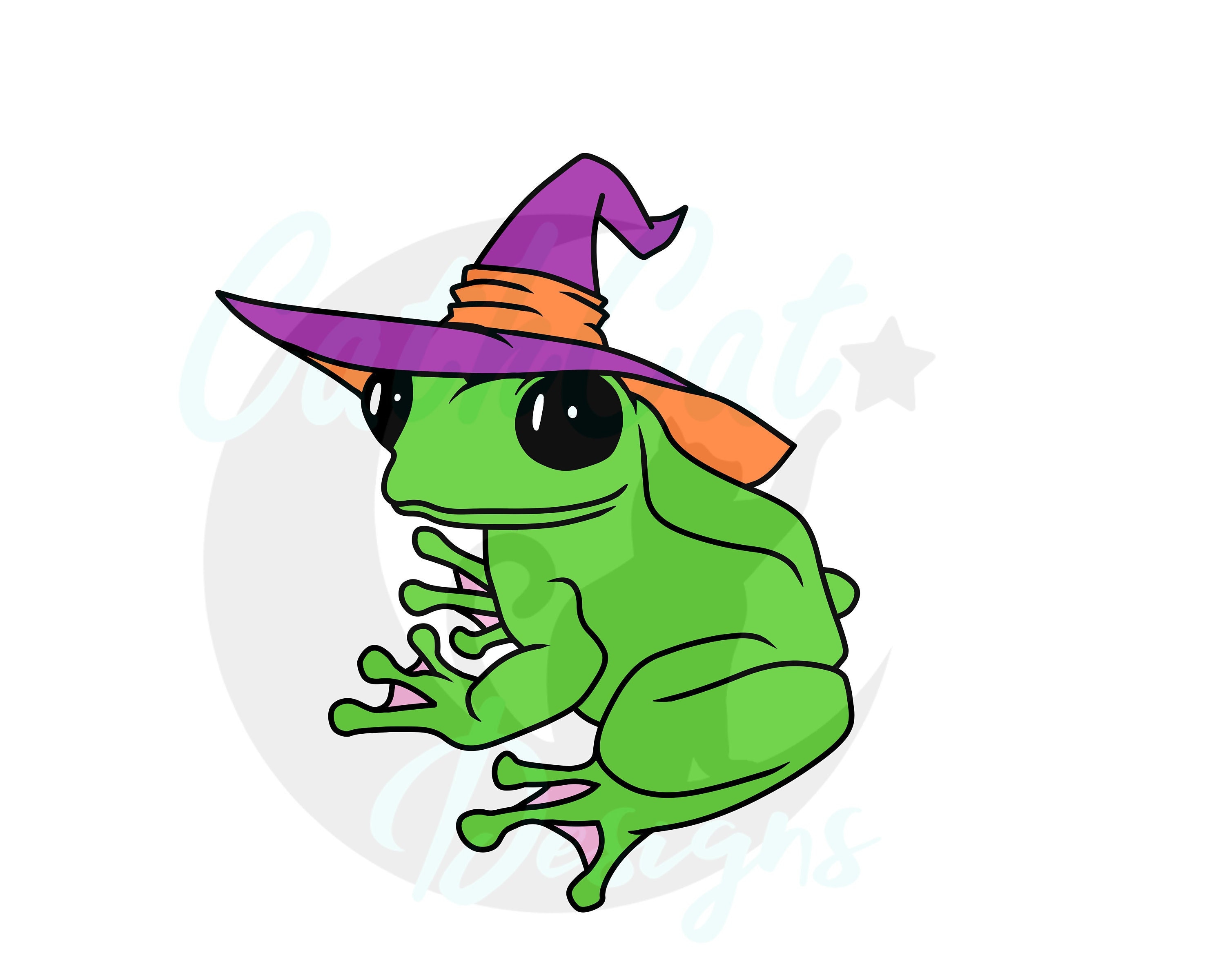 Cute Halloween Frog With Witches Hat Layered, Single Layered Cut File ...