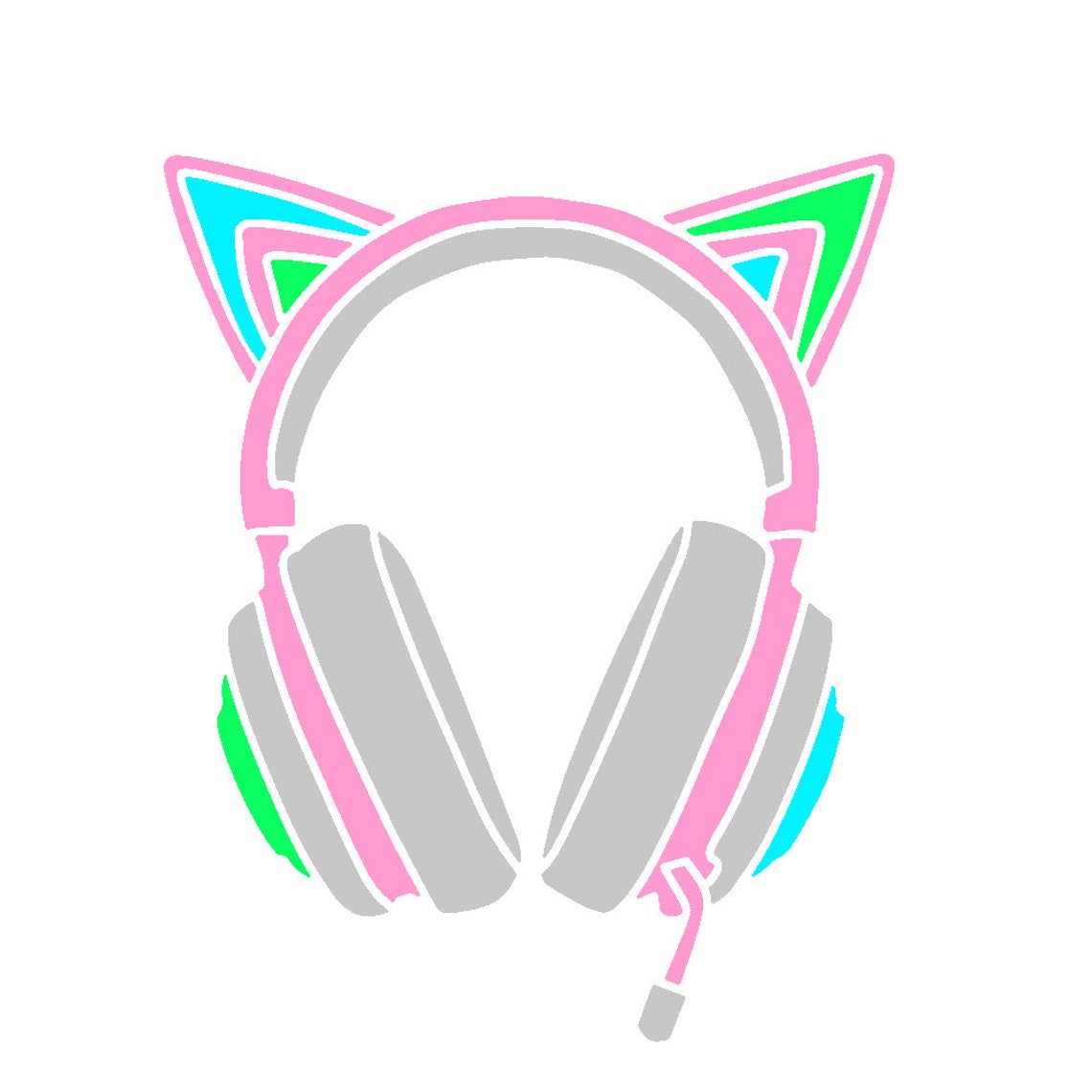 Kitty Cat Gamer Colorful Video Gaming Headphones SVG, PNG, JPEG, Dfx ...