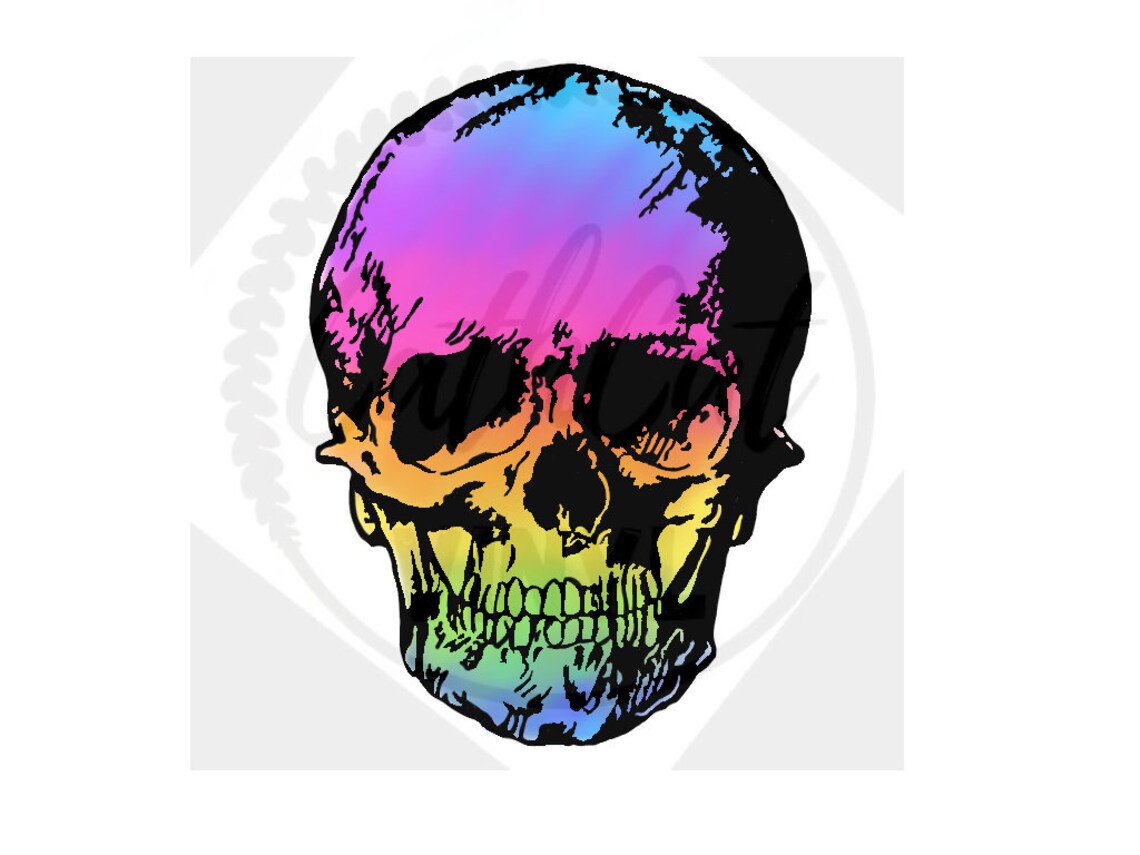 Rainbow Skull Png and Jpeg for Stickers,sublamination, Printable Image ...