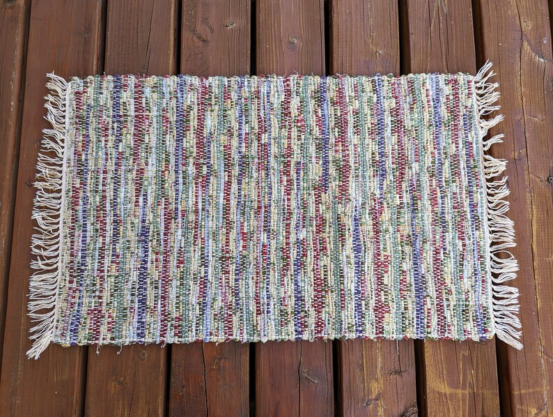 Woven Rag Rug 20 X 35 In. Washable Secondhand Fabric - Etsy