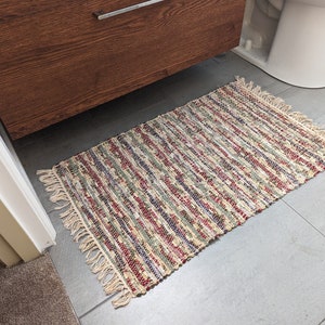 Woven Rag Rug 20 X 35 In. Washable Secondhand Fabric - Etsy