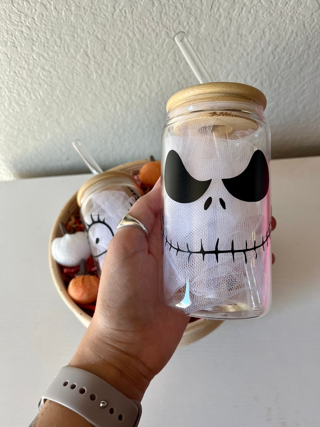 His and Hers Halloween Coffee Cup 16oz Jack and Sally Beer - Etsy