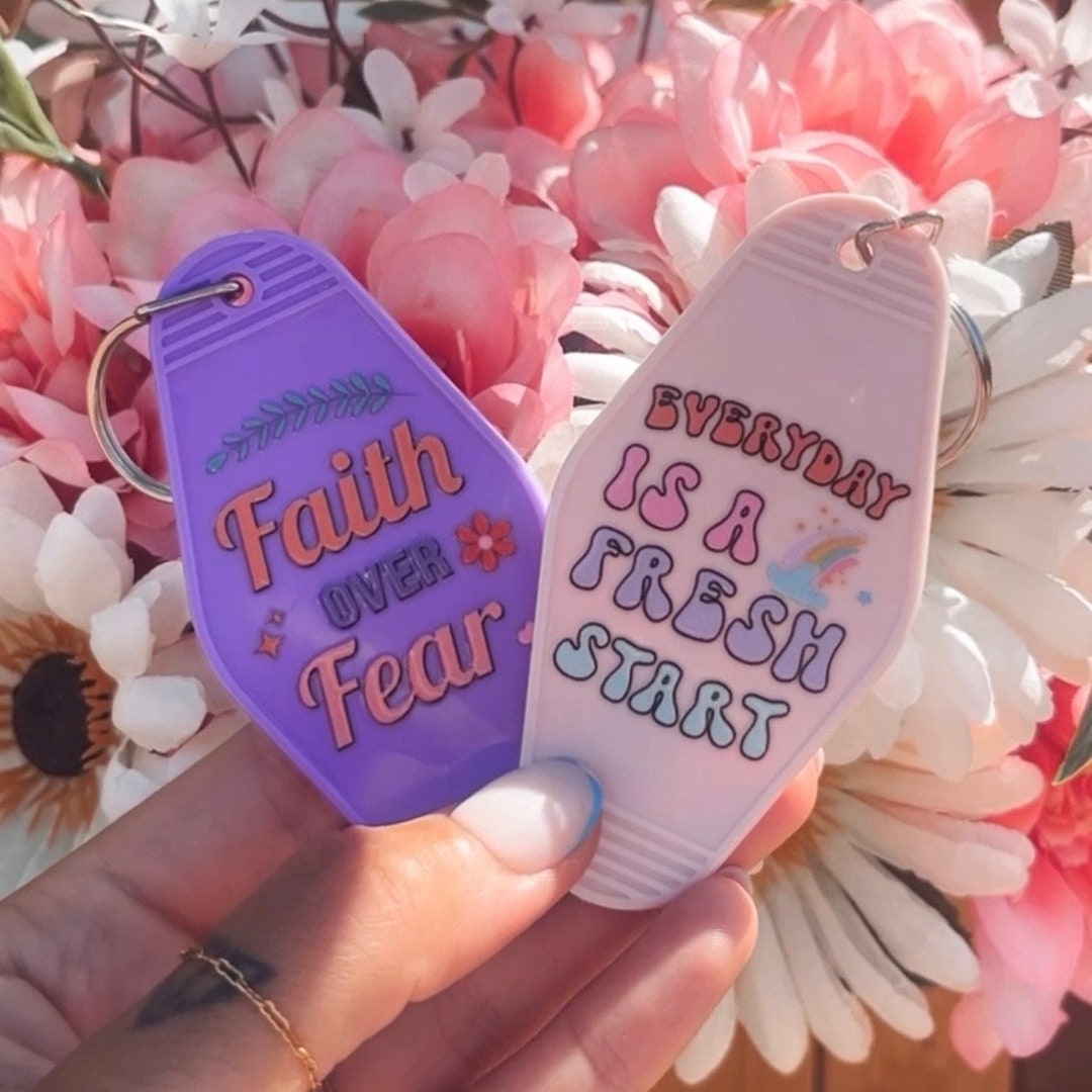 UV DTF Motel Keychains, Motivational Keychains, Vibrant Color Motel ...