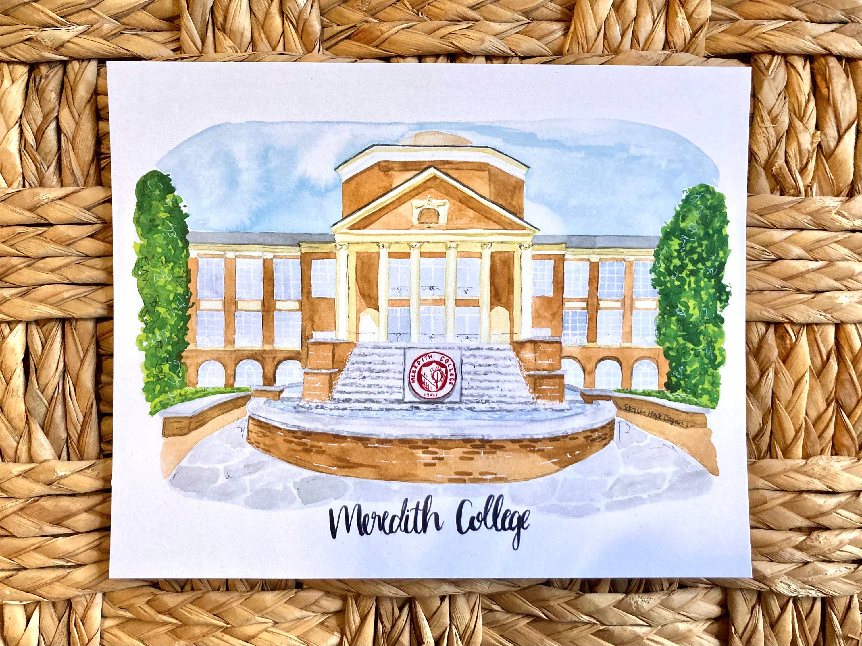 Meredith College Watercolor Painting Print NC College - Etsy