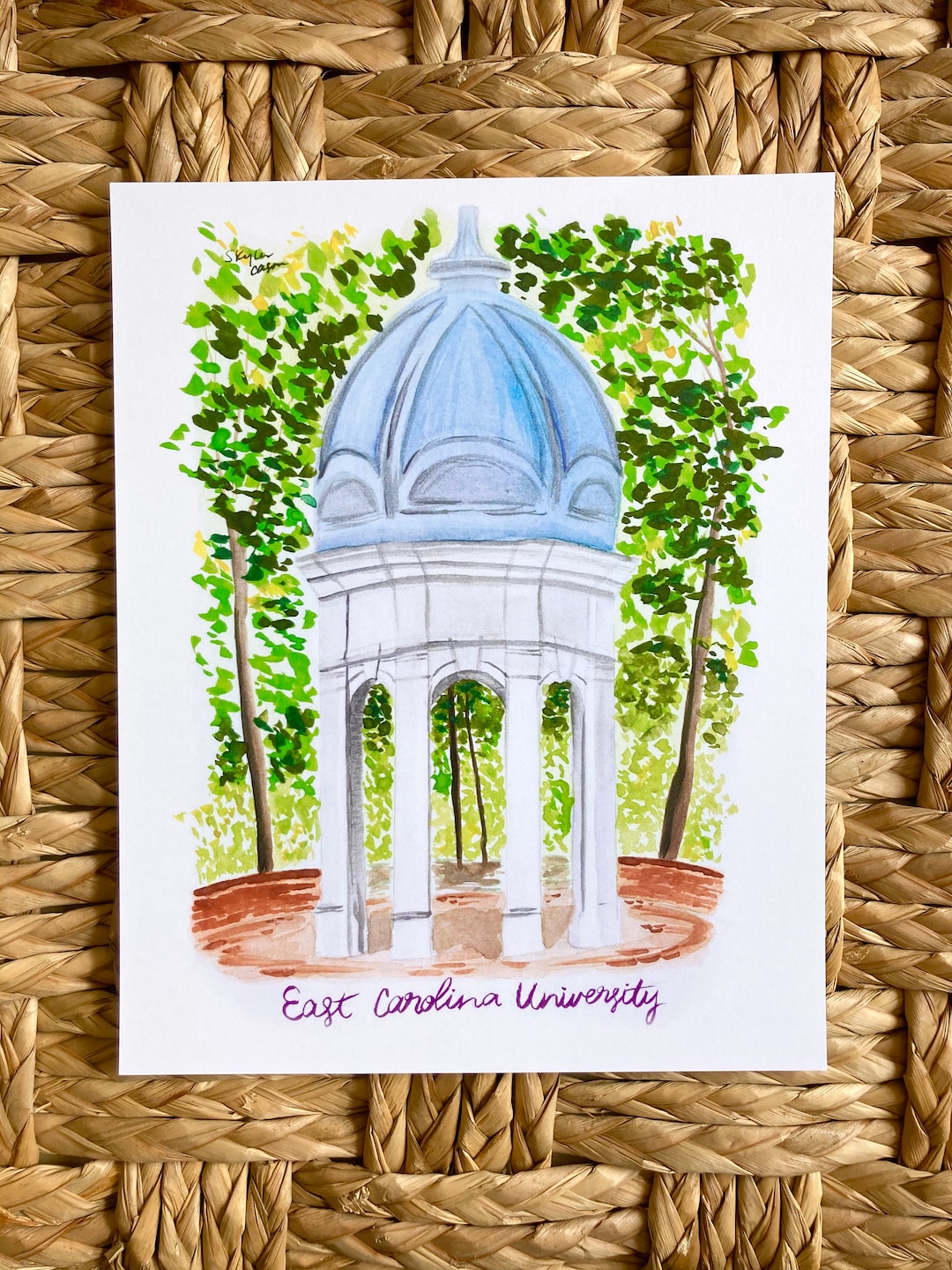 East Carolina University Watercolor Painting Print NC College ...