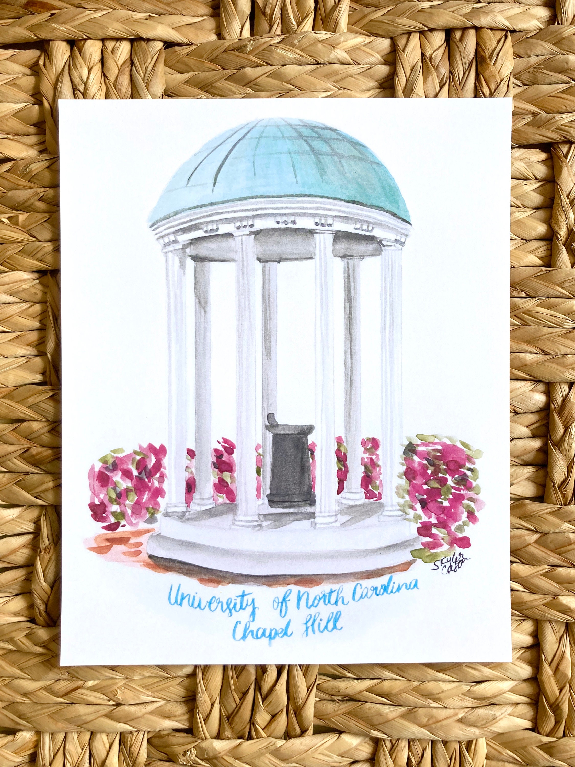 UNC Chapel Hill Watercolor Painting Print NC College - Etsy
