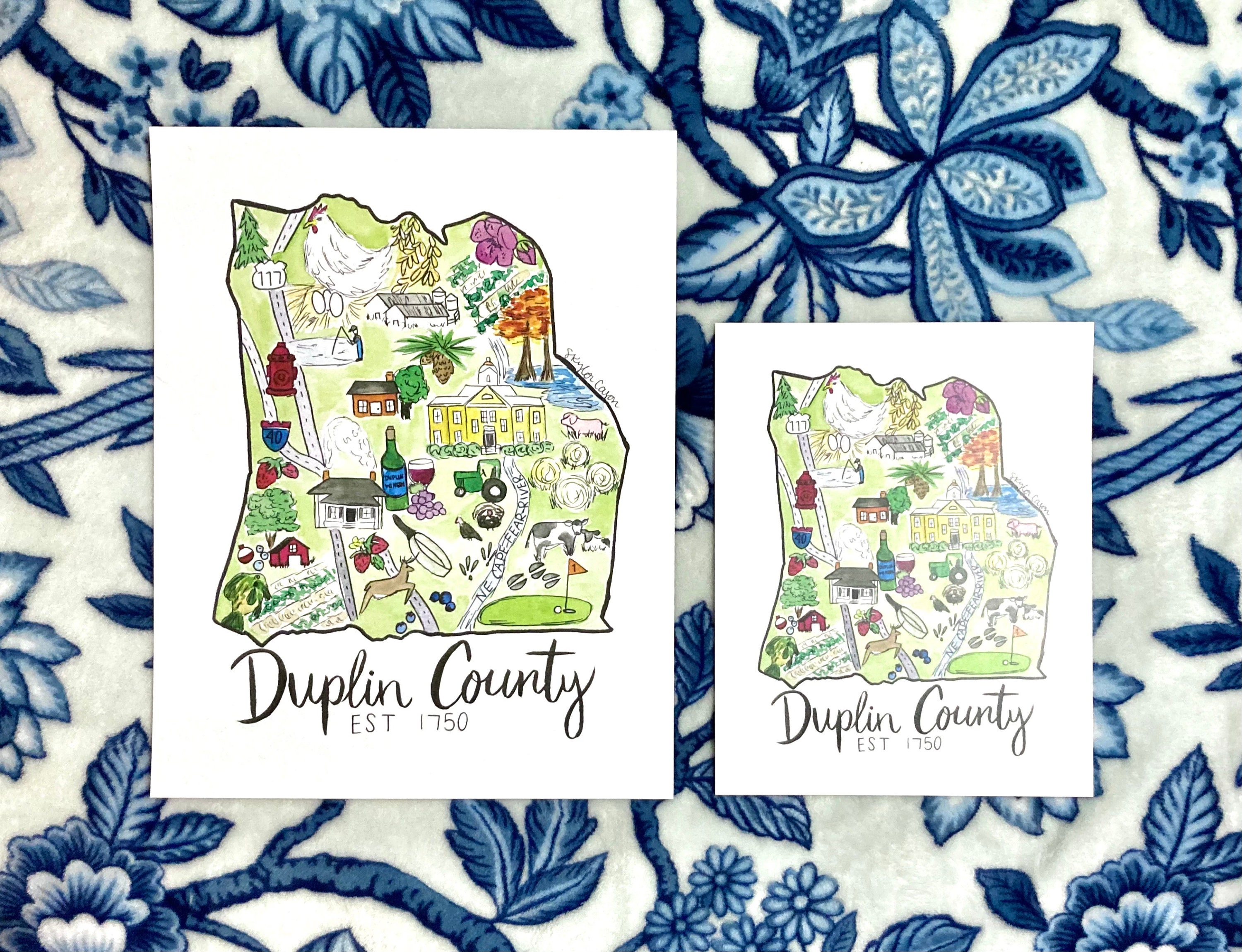 Duplin County NC Map Watercolor Painting Print NC - Etsy