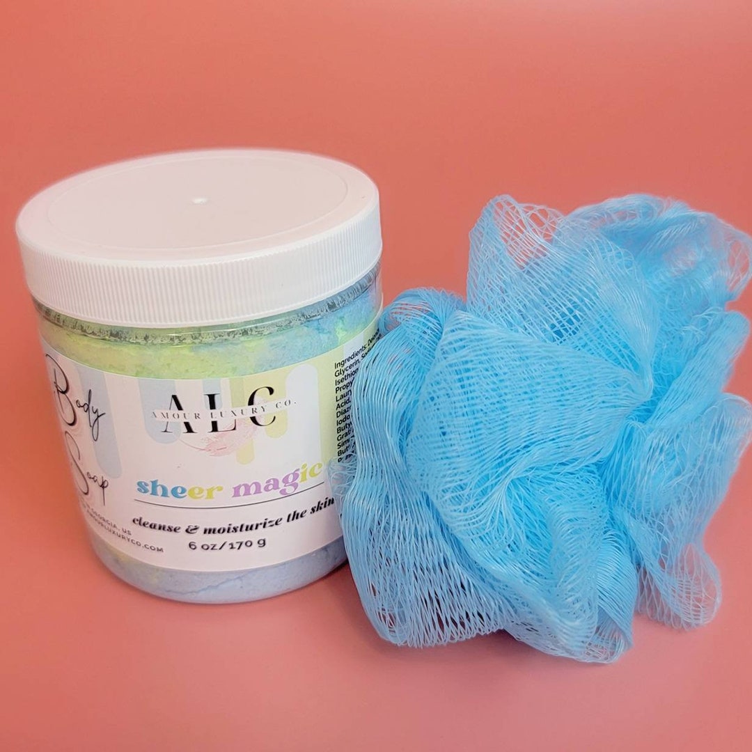 Jabón corporal vegano batido, aroma floral de durazno, perlas de jojoba ...