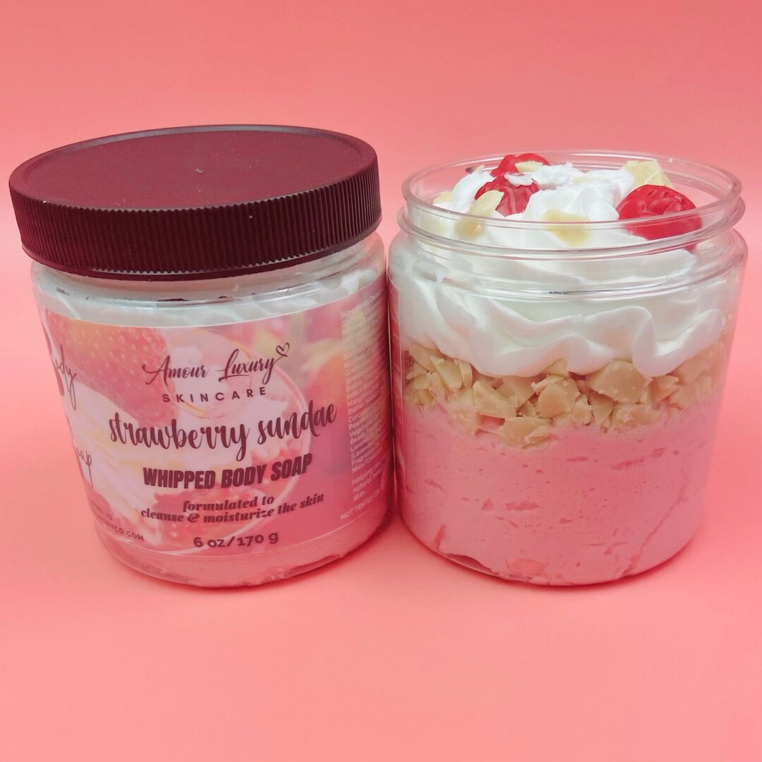 Strawberry Sundae Vegan Whipped Soap, Avocado Oil, 6oz - Etsy