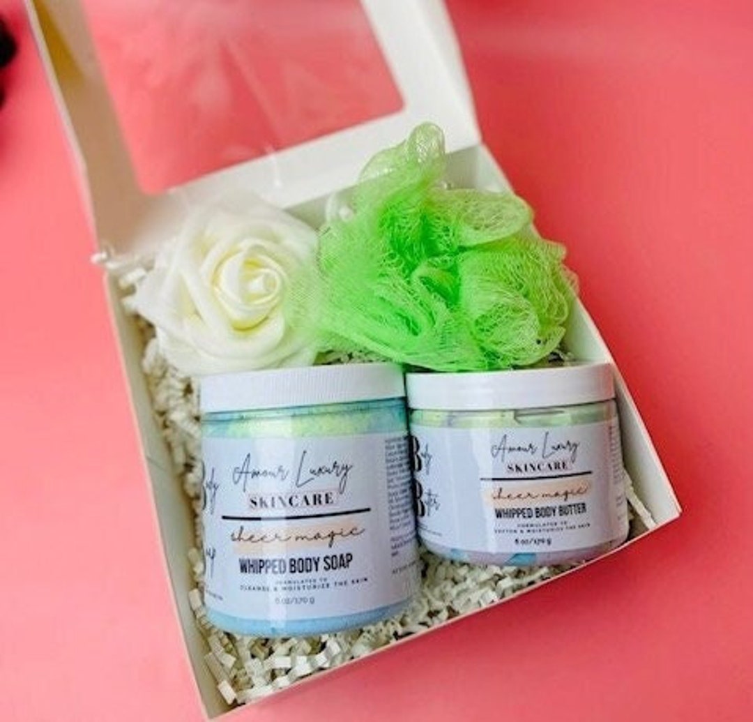 Whipped Body Butter & Soap Combo Gift Box, All Natural Self Care Gift ...