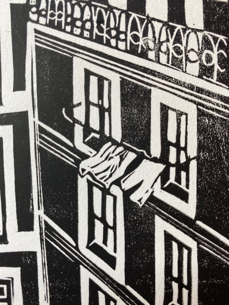 Original Unique Linocut Block Print | "a Window for My Windowless Room ...