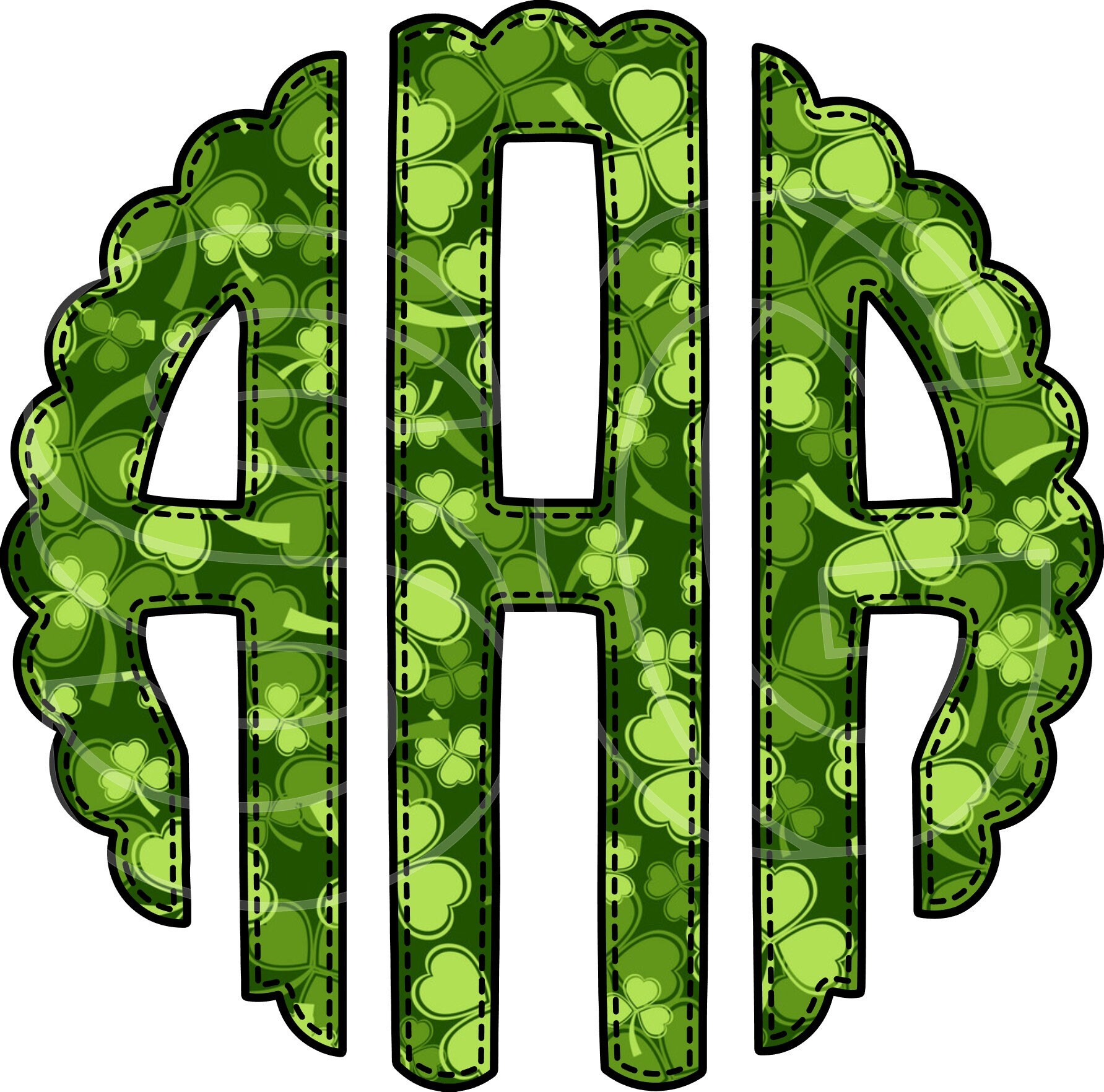 Shamrock Scallop Monogram Letters Png, Shamrock Letters, St. Patricks ...