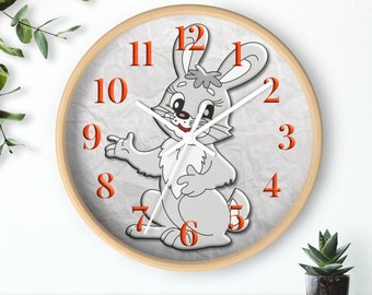Rabbit Clock Wall Clock Laser Cut Nursery & Kids Decor - Etsy