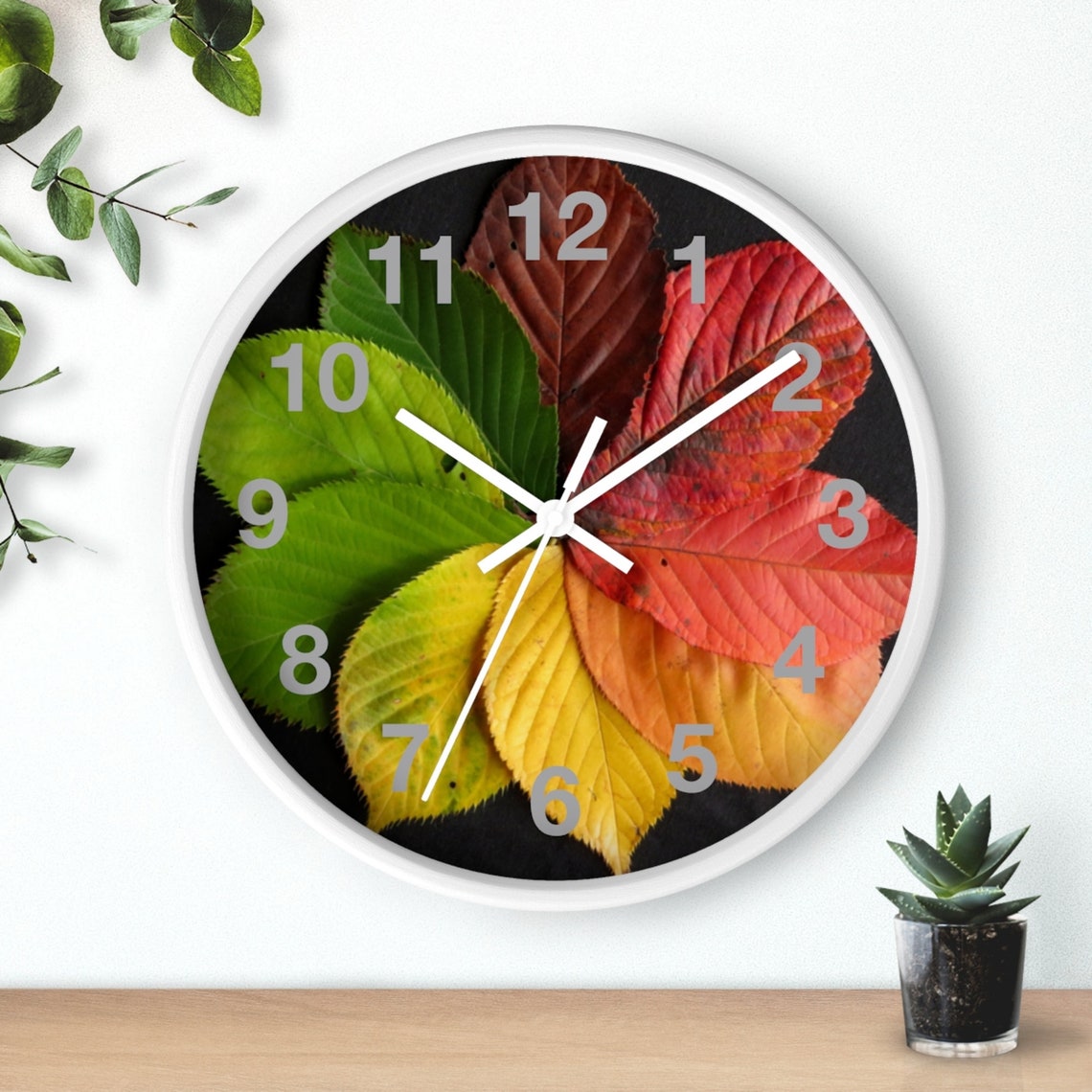 Leaves Wall Clock Unique Wall Clock Kitchen Wall Clock - Etsy