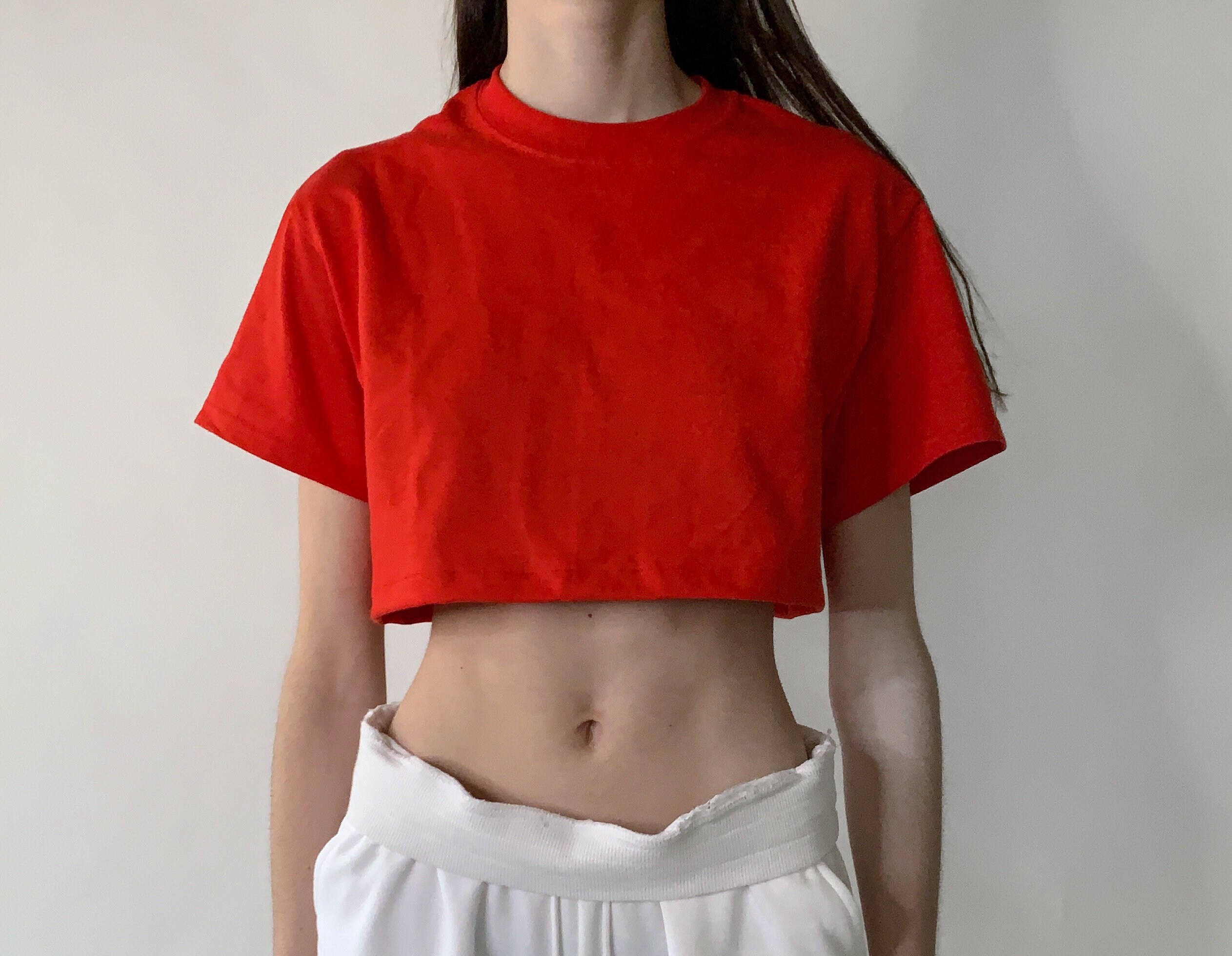 Gildan Reworked Gray T-shirt Crop Top - Etsy