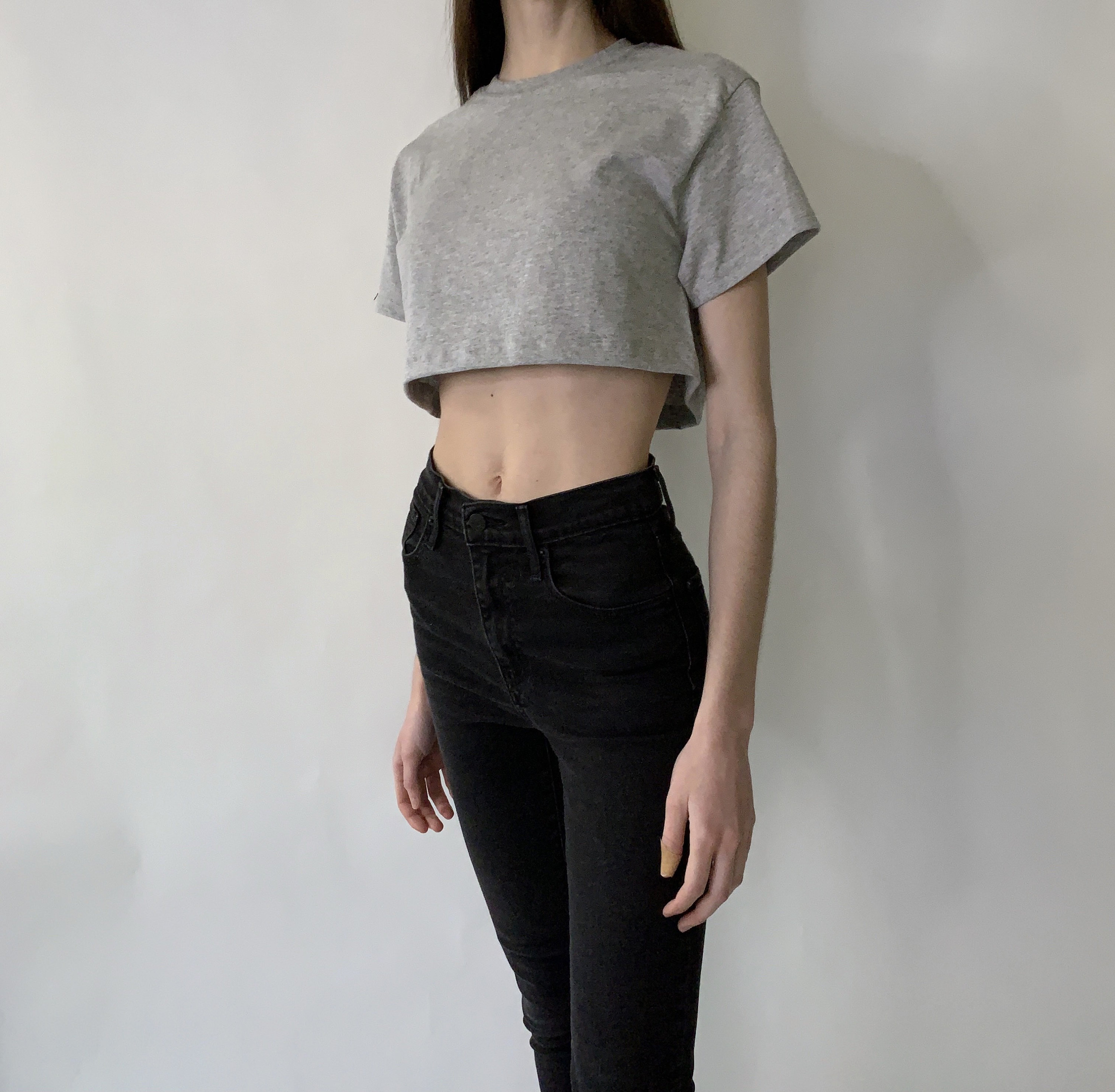 Gildan Reworked Gray T-shirt Crop Top - Etsy