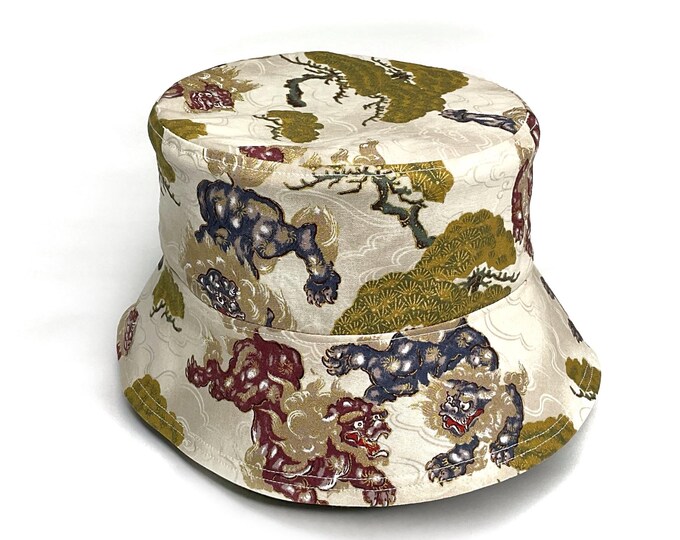 Shishi Foo Dogs Kimono Japanese Bucket Hat - Japanese Handmade Summer ...