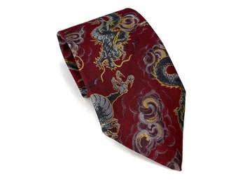 Yakuza Crane and Mount Fuji Kimono Japanese Necktie - Japanese Handmade ...