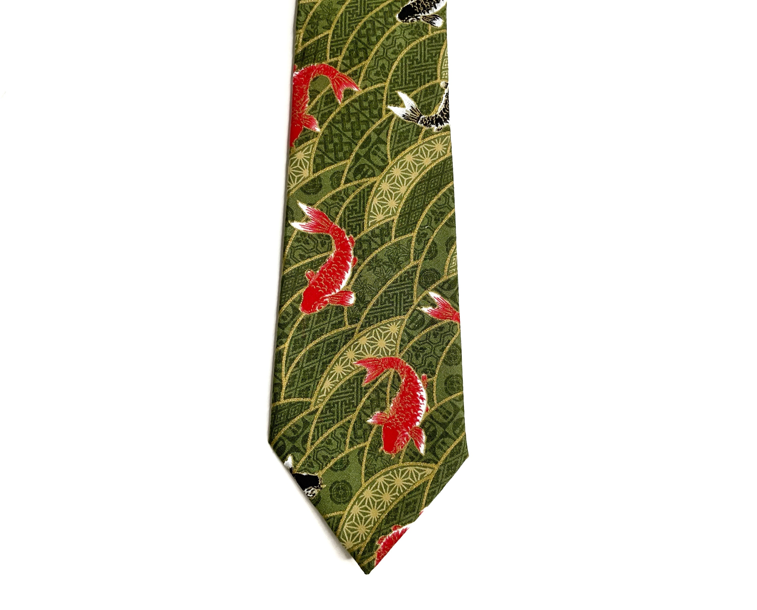 Koi Fish Necktie - Japanese Handmade, Kimono Fabric Necktie, Birthday ...