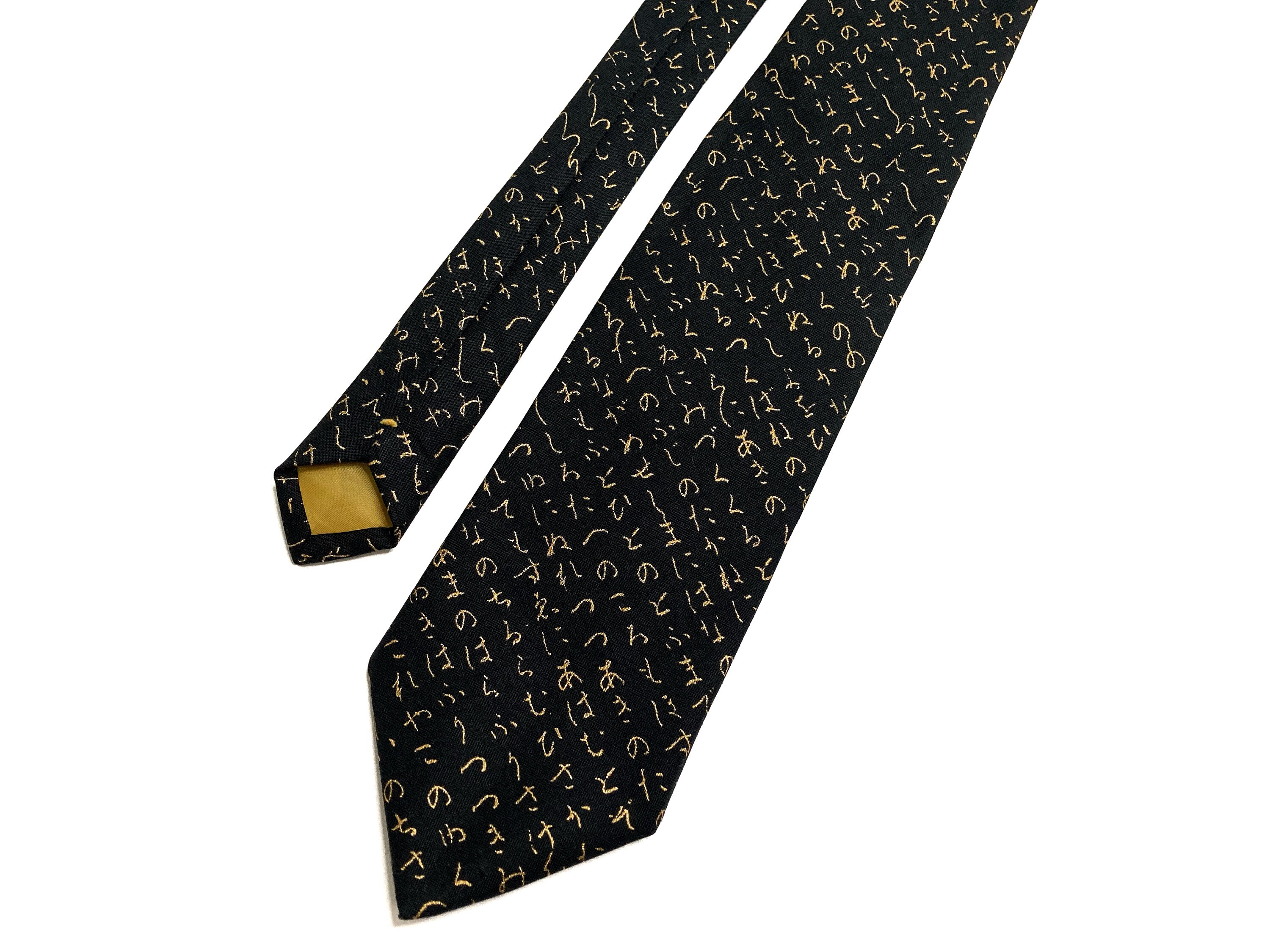 Japanese Necktie Golden Hiragana Calligraphy Tie, Kimono Japanese ...