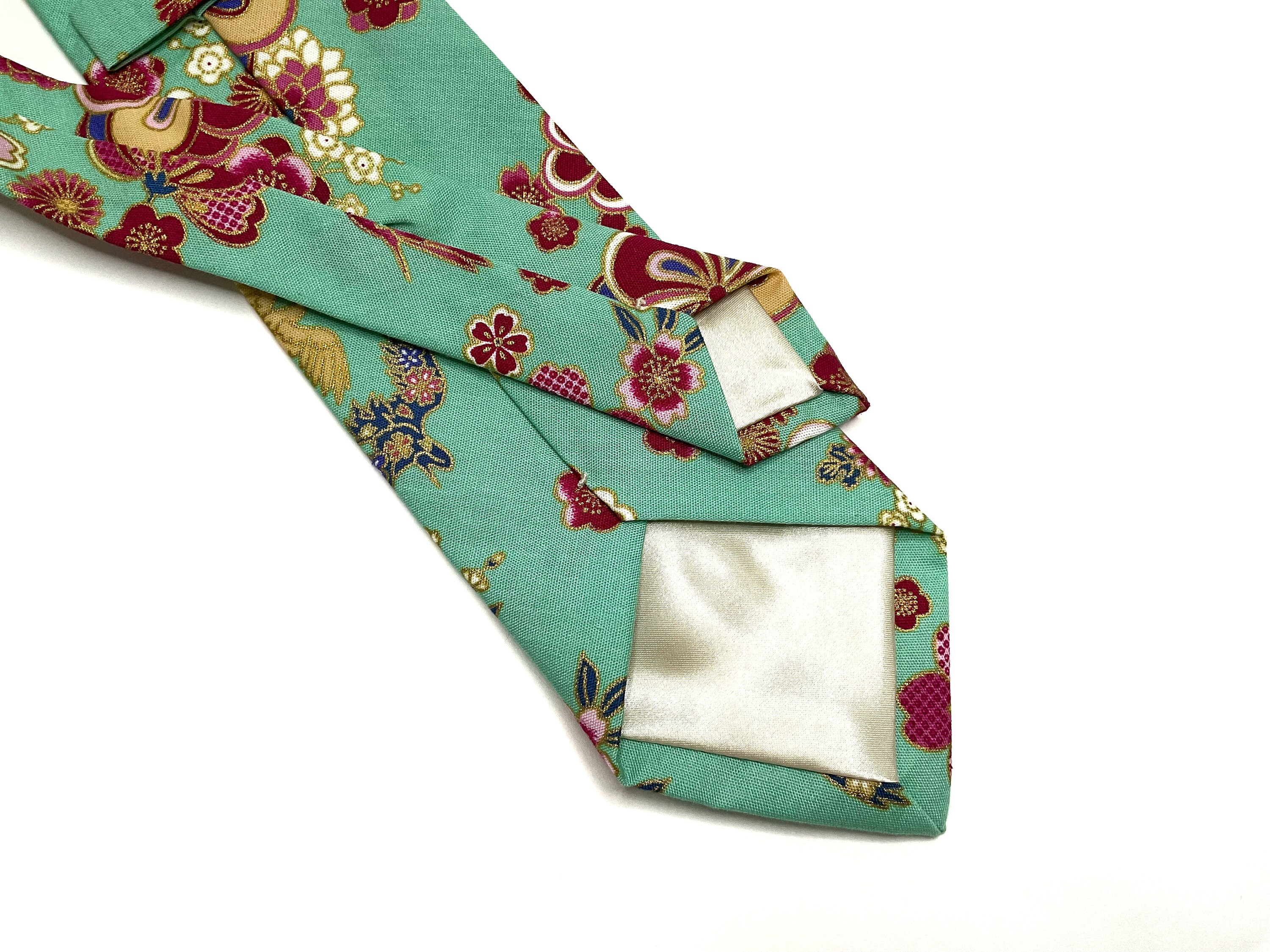 Sakura and Crane Japanese Cotton Fabric Necktie Kimono - Etsy