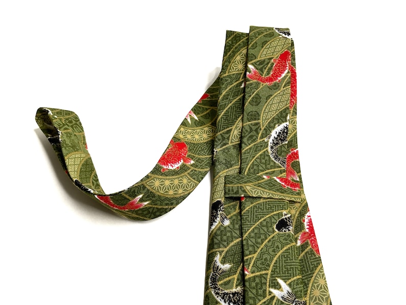 Koi Fish Necktie Japanese Handmade, Kimono Fabric Necktie, Birthday ...