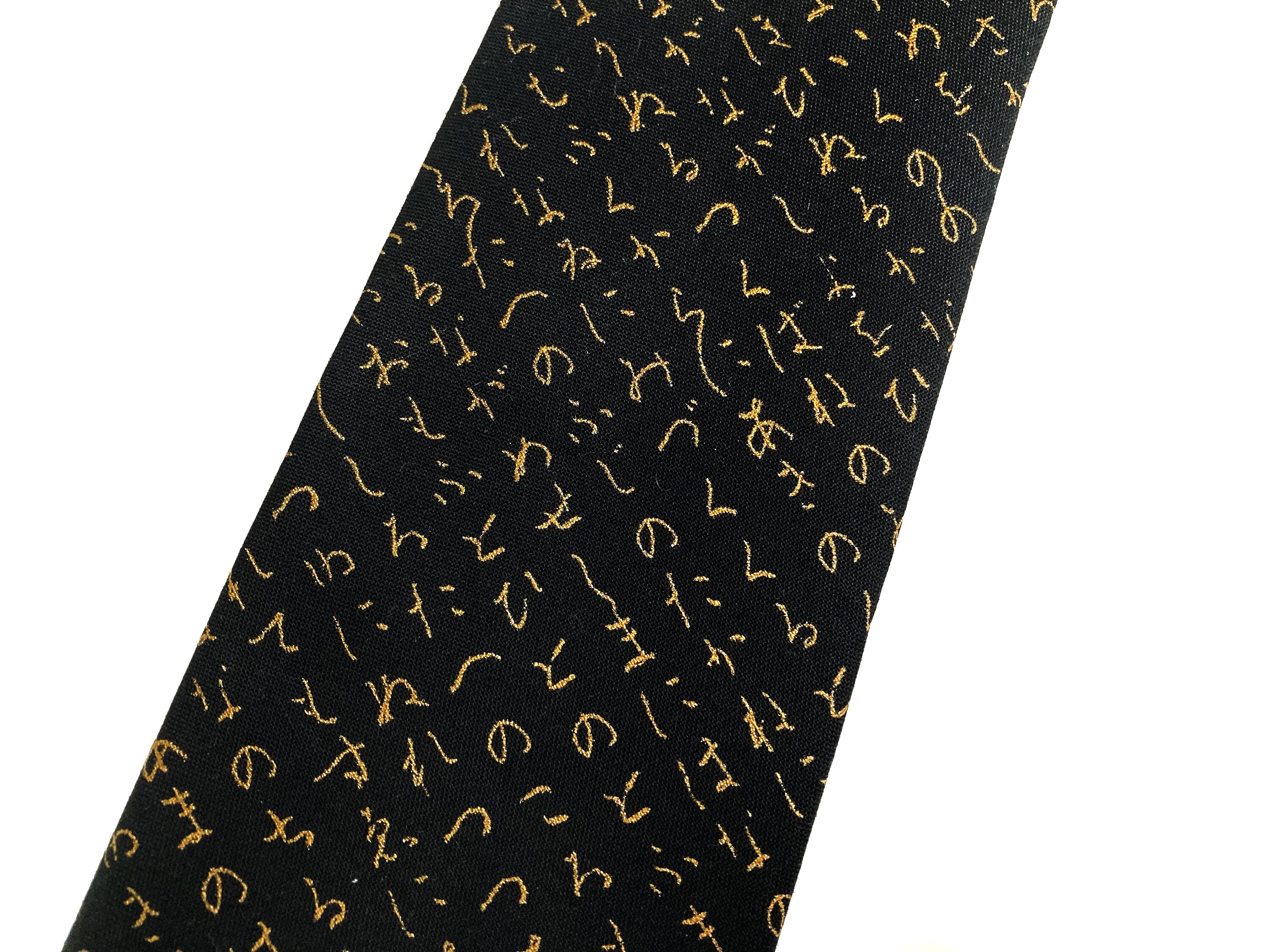 Japanese Necktie Golden Hiragana Calligraphy Tie, Kimono Japanese ...