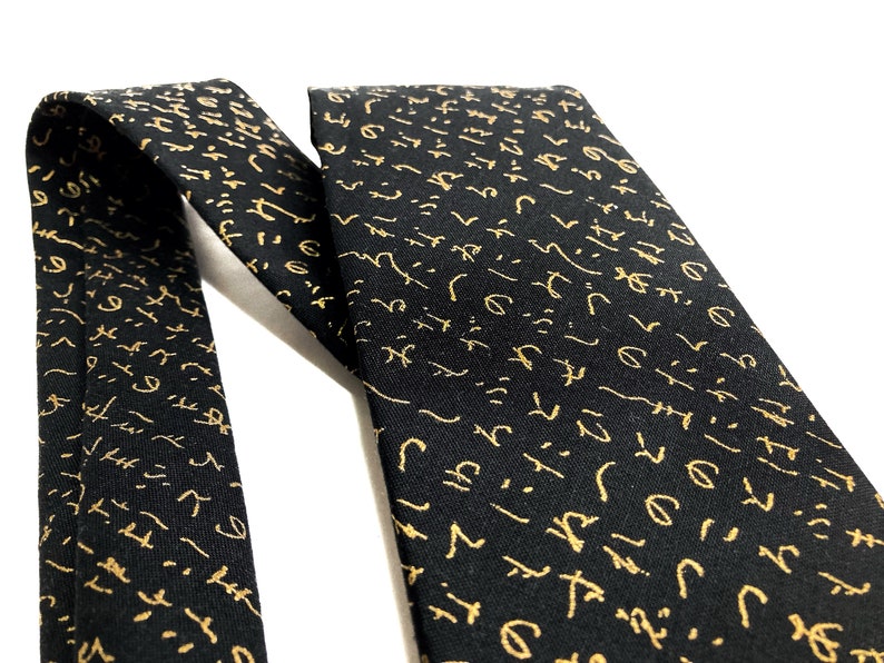 Japanese Necktie Golden Hiragana Calligraphy Tie, Kimono Japanese ...