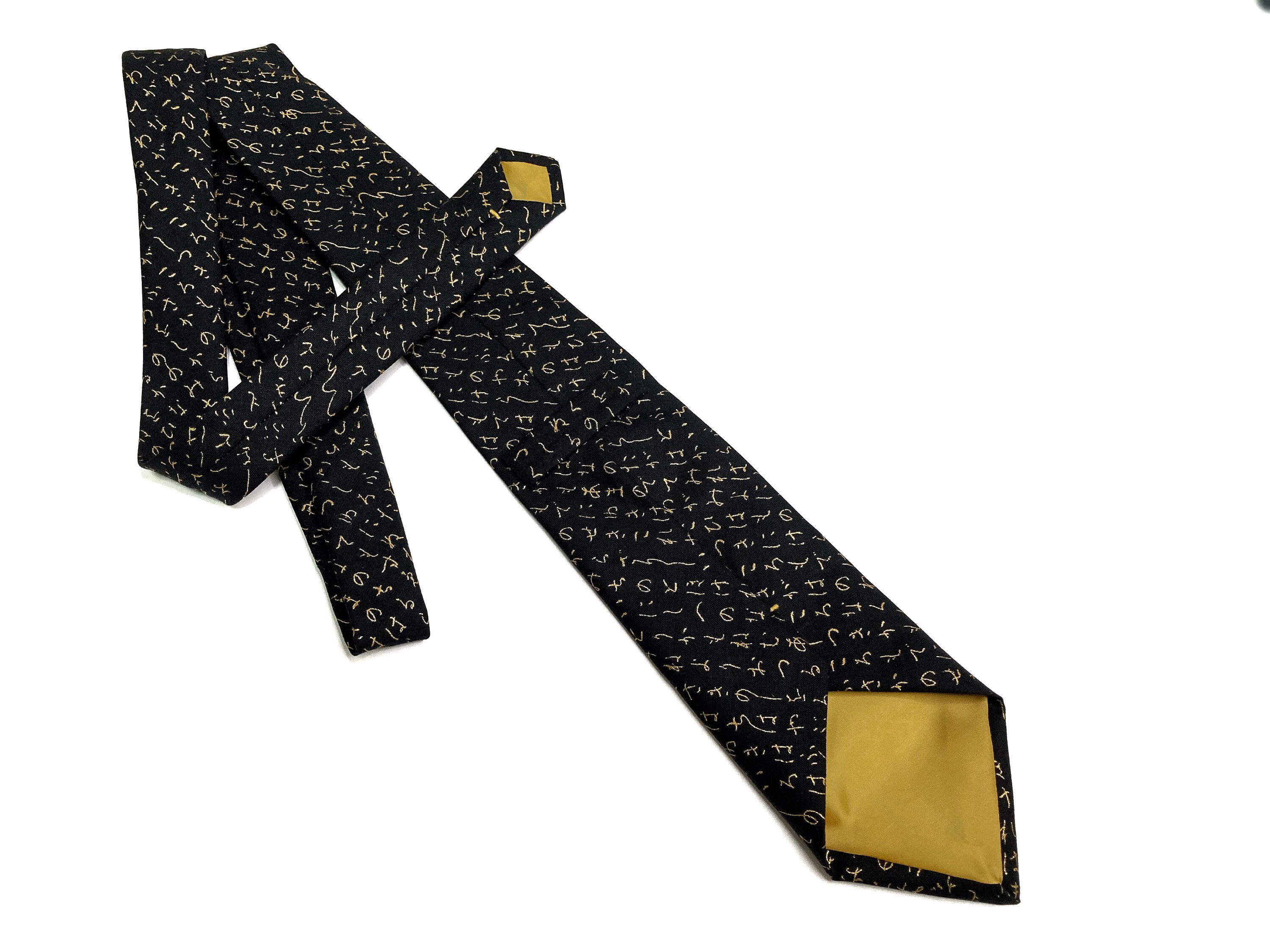 Japanese Necktie Golden Hiragana Calligraphy Tie, Kimono Japanese ...