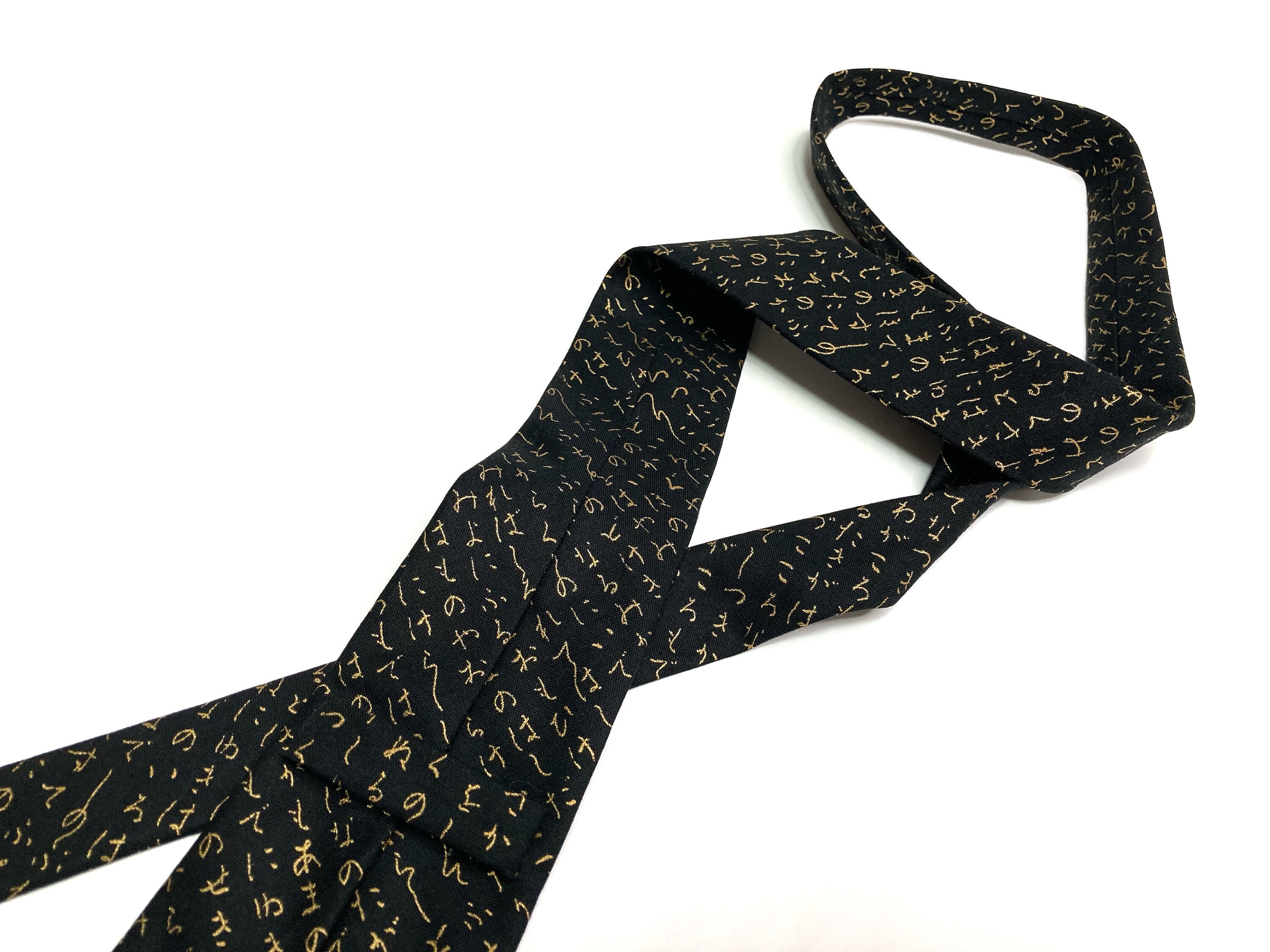 Japanese Necktie Golden Hiragana Calligraphy Tie, Kimono Japanese ...