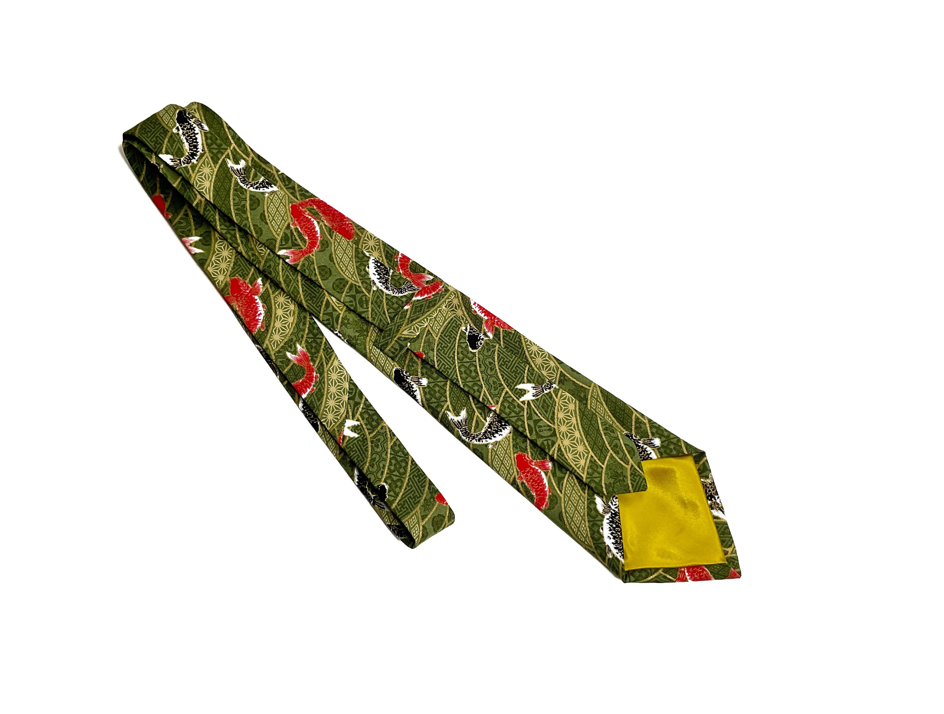 Koi Fish Necktie - Japanese Handmade, Kimono Fabric Necktie, Birthday ...
