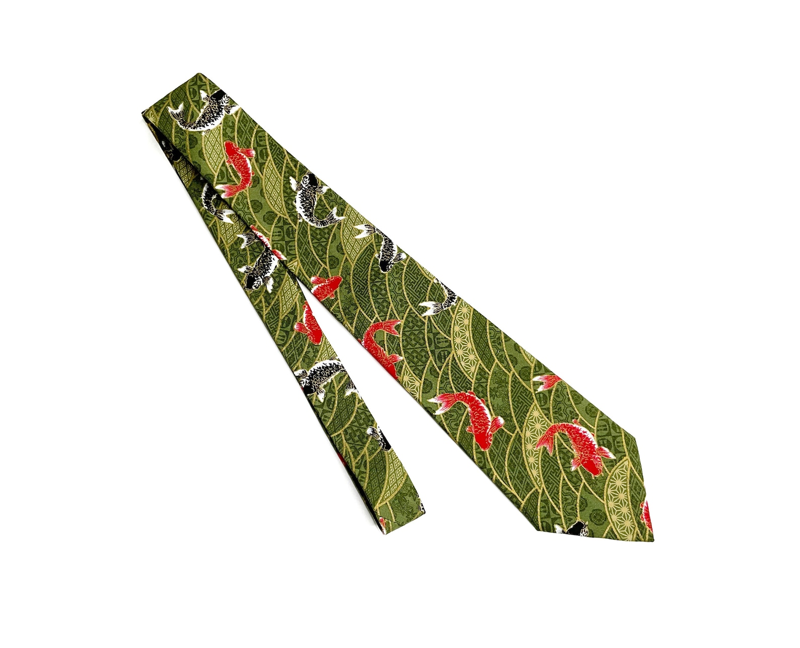 Koi Fish Necktie - Japanese Handmade, Kimono Fabric Necktie, Birthday ...