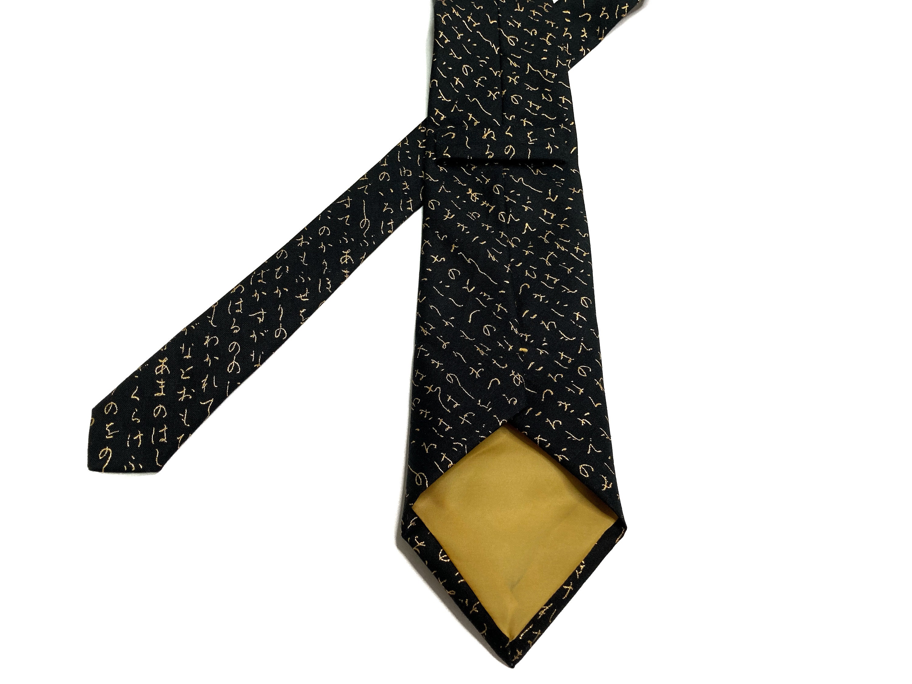 Japanese Necktie Golden Hiragana Calligraphy Tie, Kimono Japanese ...