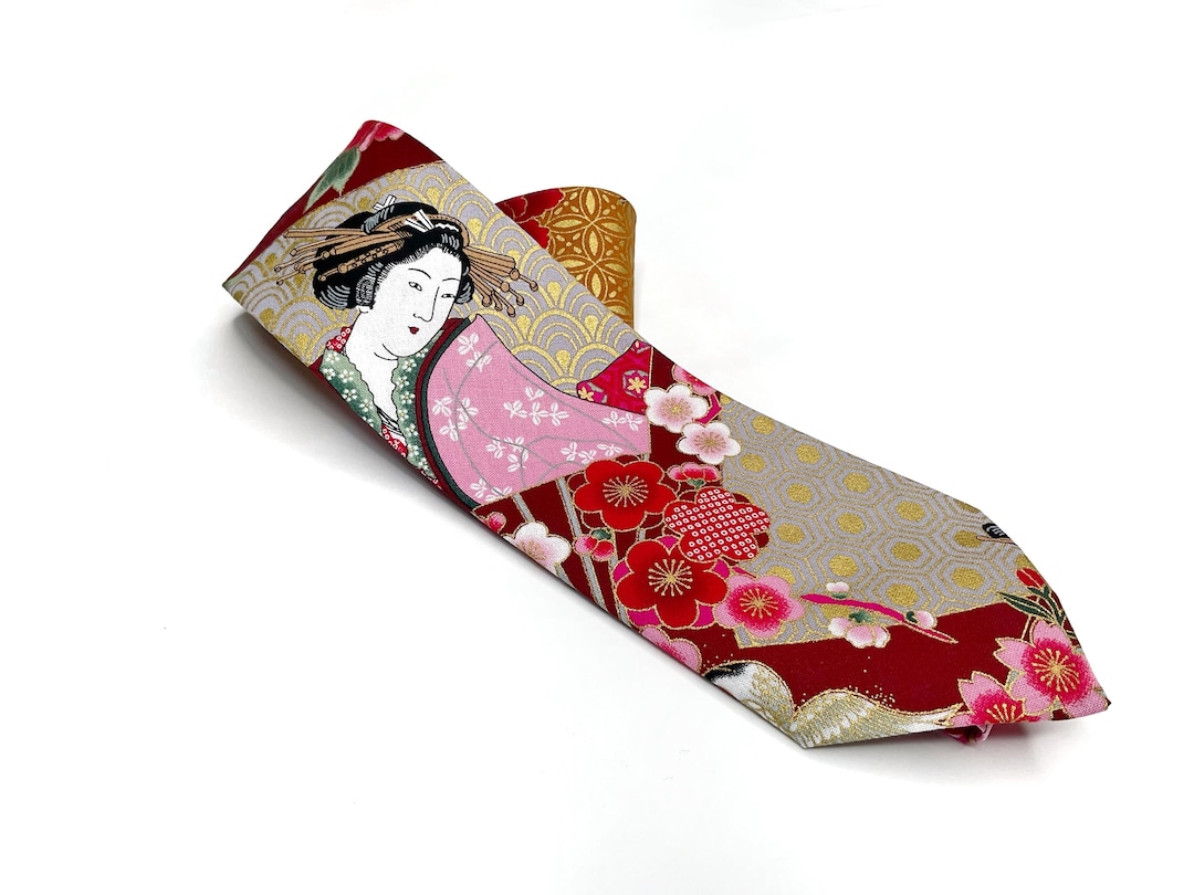 DDP | Kyoto Geisha Kimono Japanese Tie - Japanese Handmade Tie, Sakura ...
