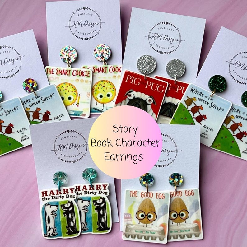 Storybook Resin Dangle Earrings/ Children's Book Dangle Earrings ...