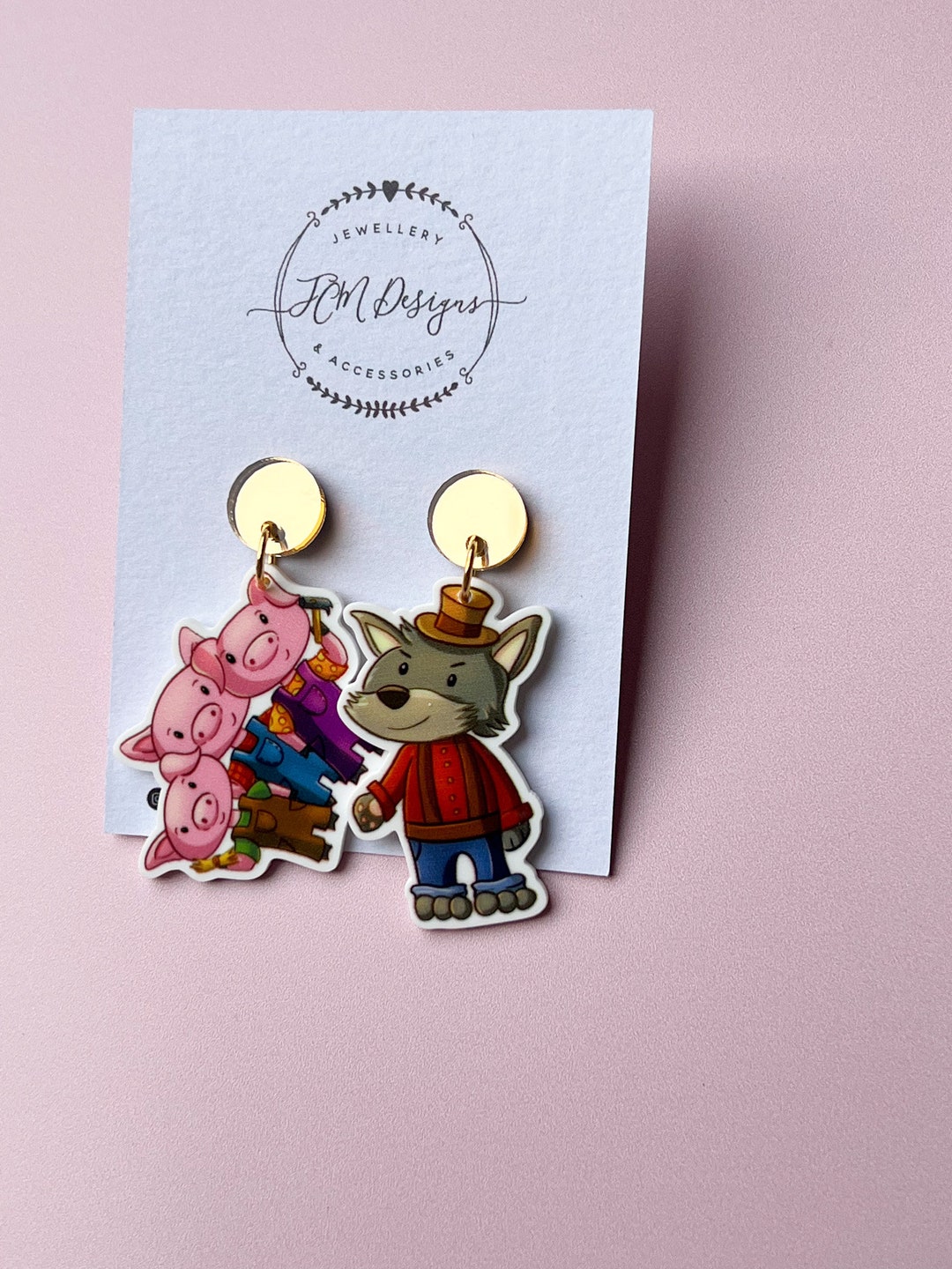 The Three Little Pigs Character Resin Earrings/ Character - Etsy