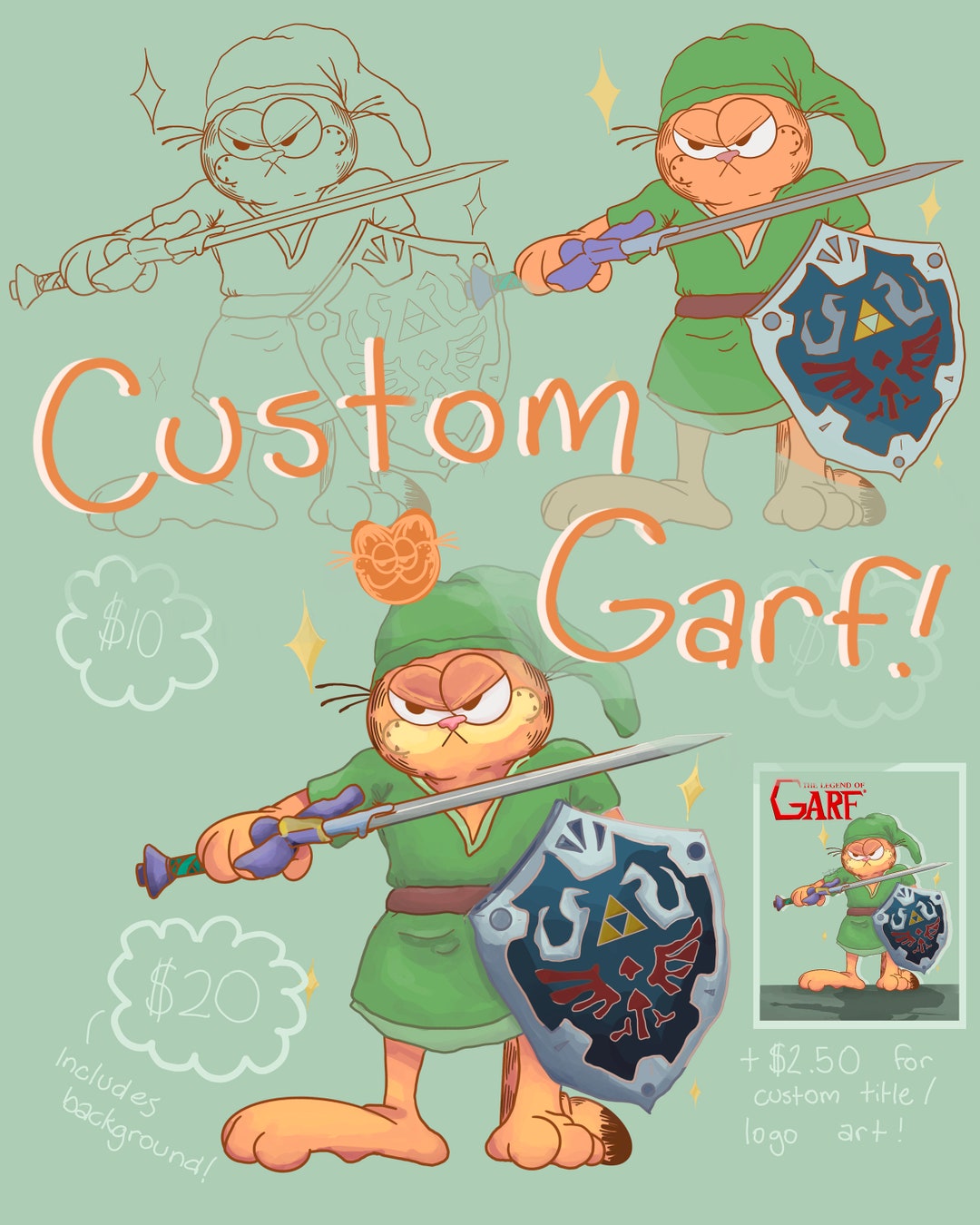 GARFIELD CUSTOM Character Art - Etsy