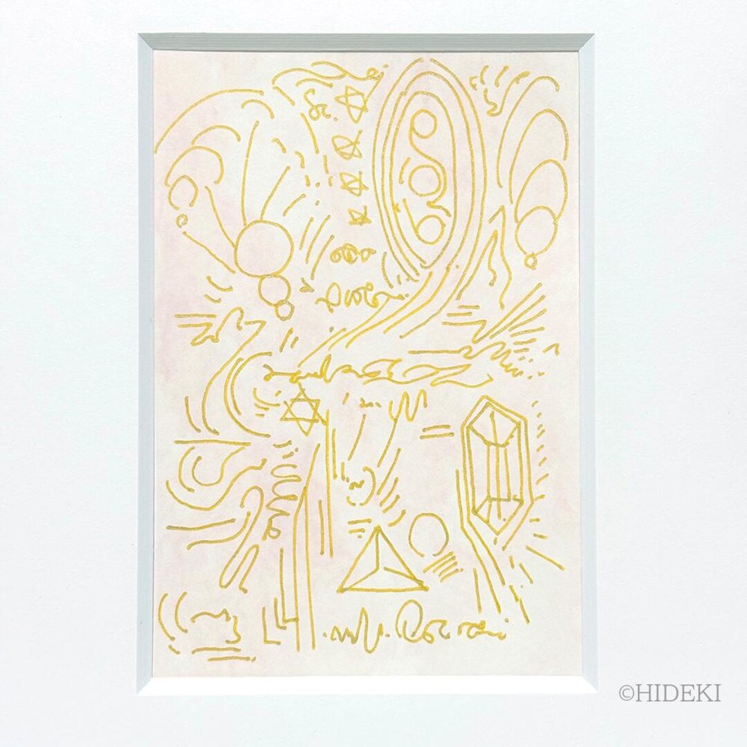Original Abstract Gold Pen Drawing, Intuitive Gold Line Art, 4x6 ...