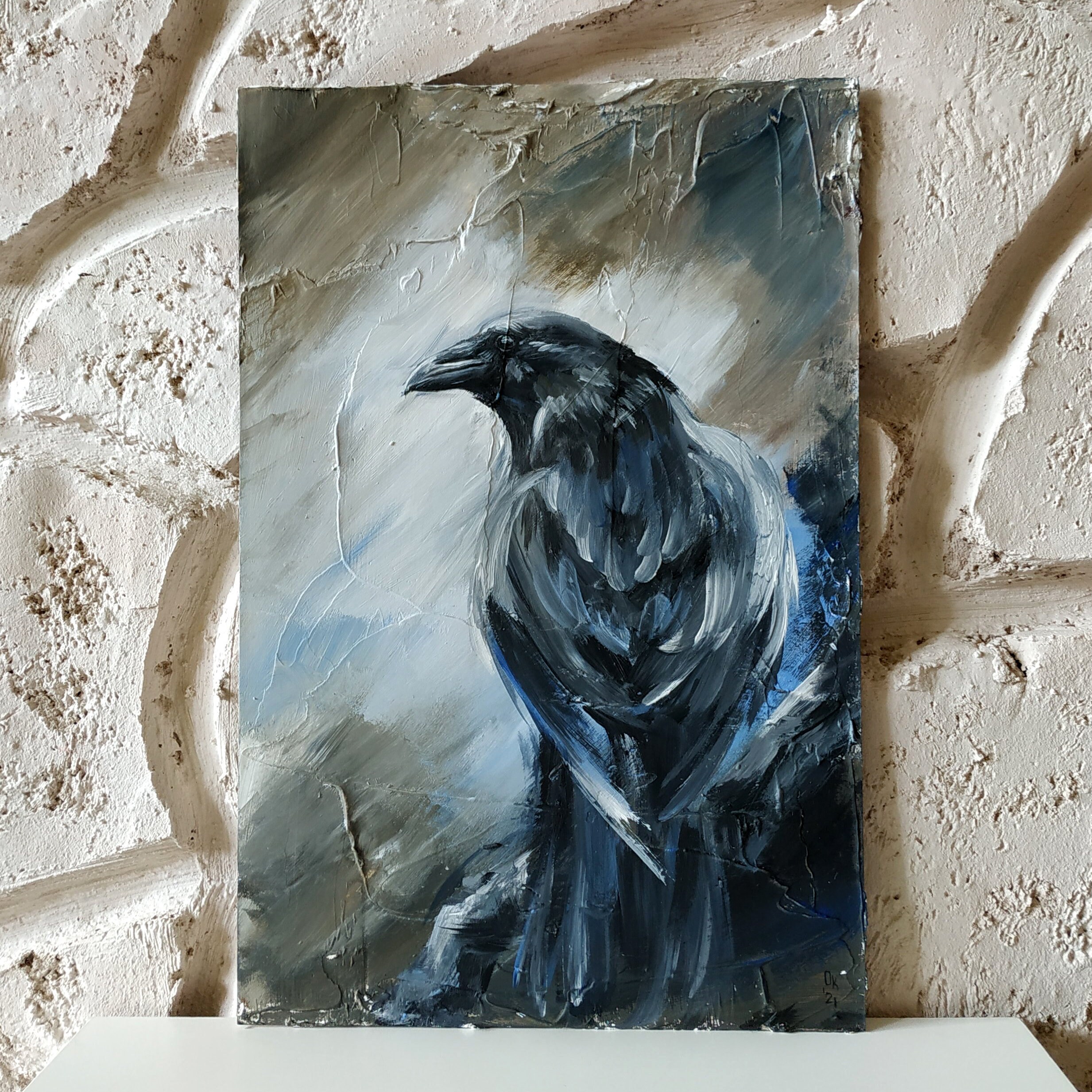 Raven Painting Original Acrylic Raven Artwork Raven Wall Art | Etsy