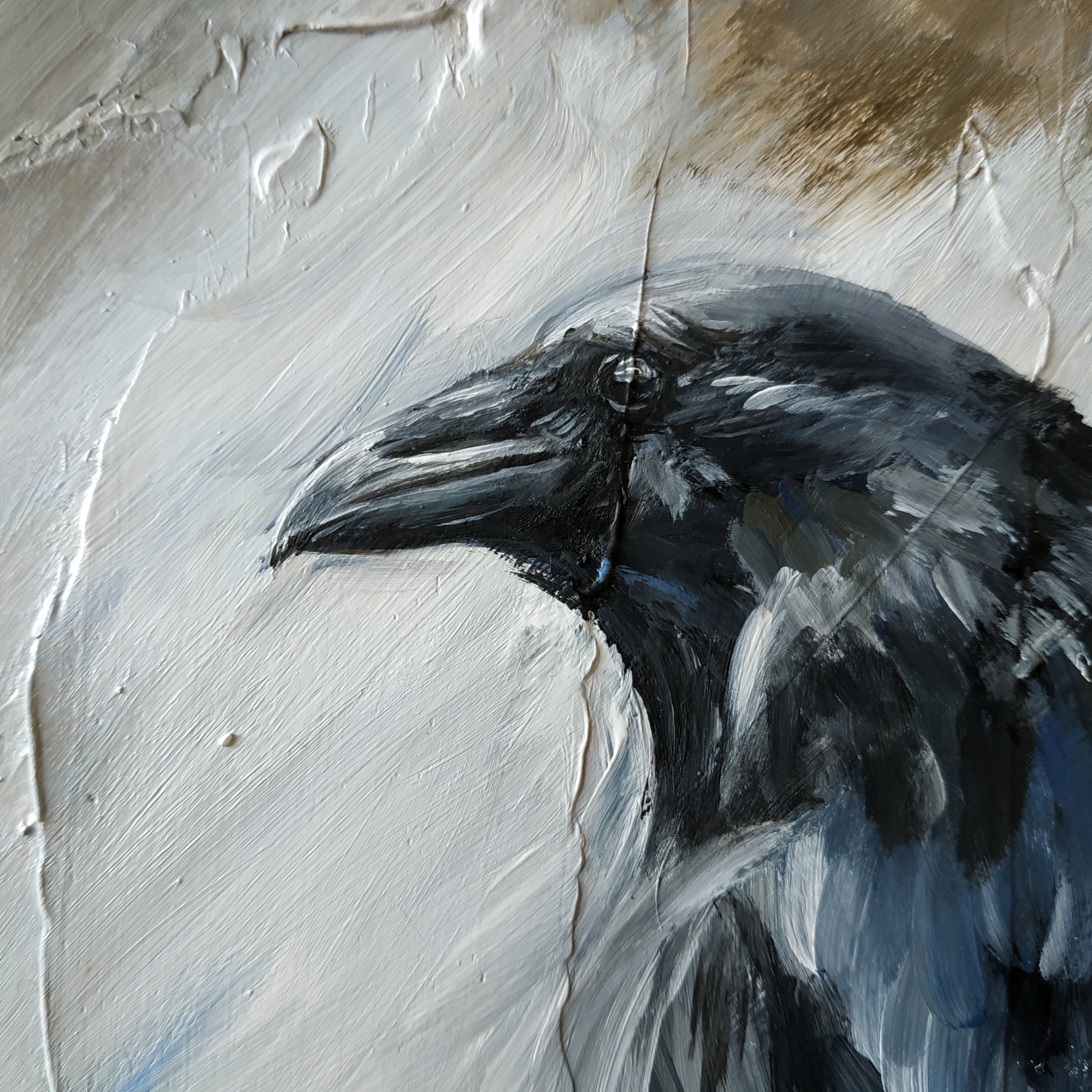 Raven Painting Original Acrylic Raven Artwork Raven Wall Art | Etsy