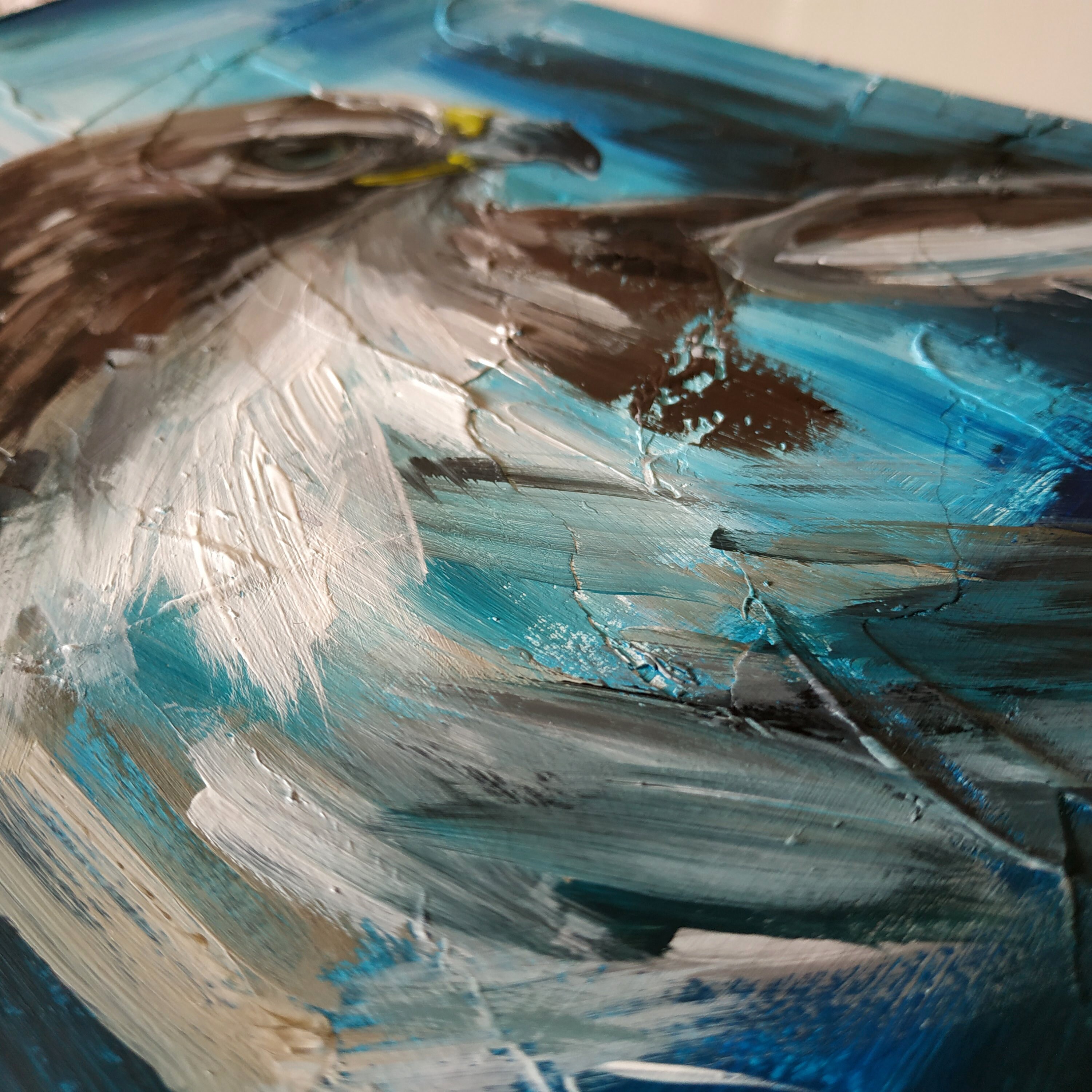 Hawk Painting Original Acrylic Hawk Wall Art Hawk Artwork | Etsy