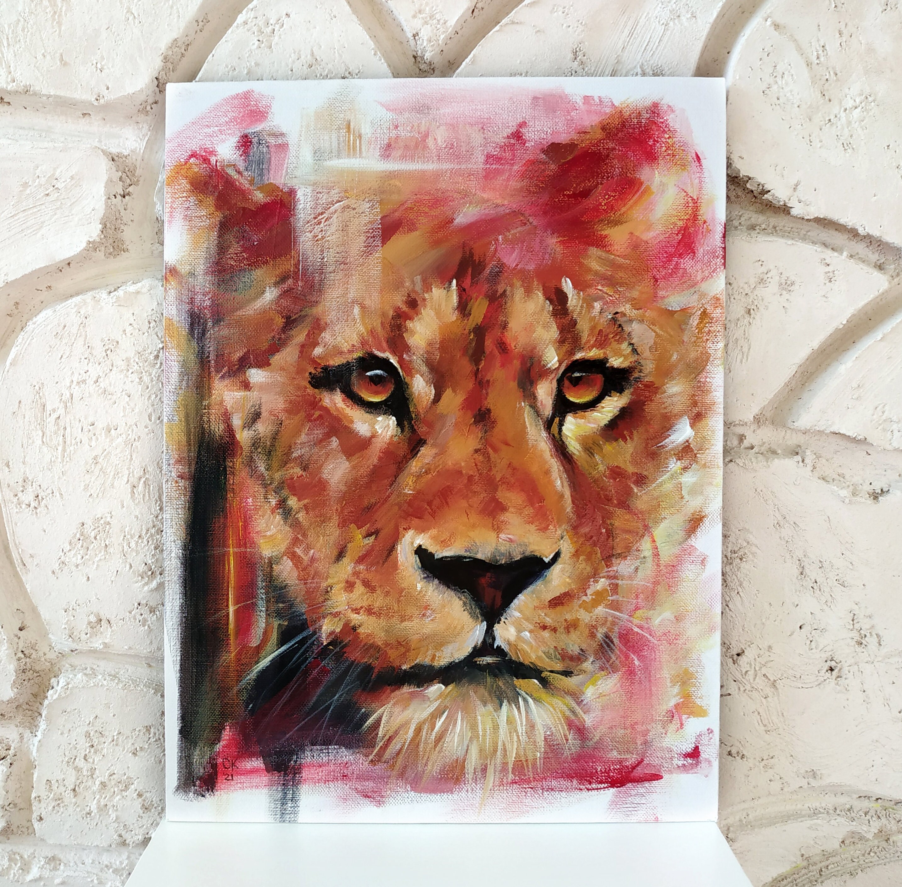 Lioness Painting Original Acrylic Lioness Artwork Lion | Etsy