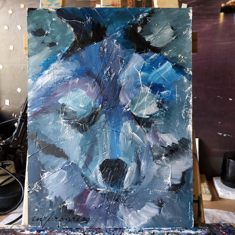 Wolf Totem Animal Painting Wild Animal Art Grey Wolf Artwork Wolf Wall ...