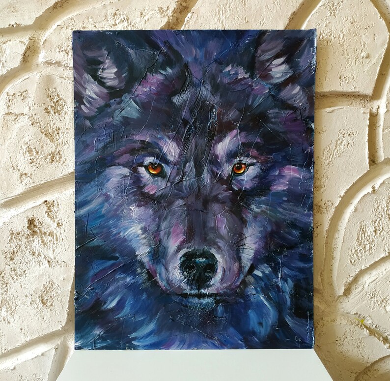 Wolf Totem Animal Painting Wild Animal Art Grey Wolf Artwork Wolf Wall ...