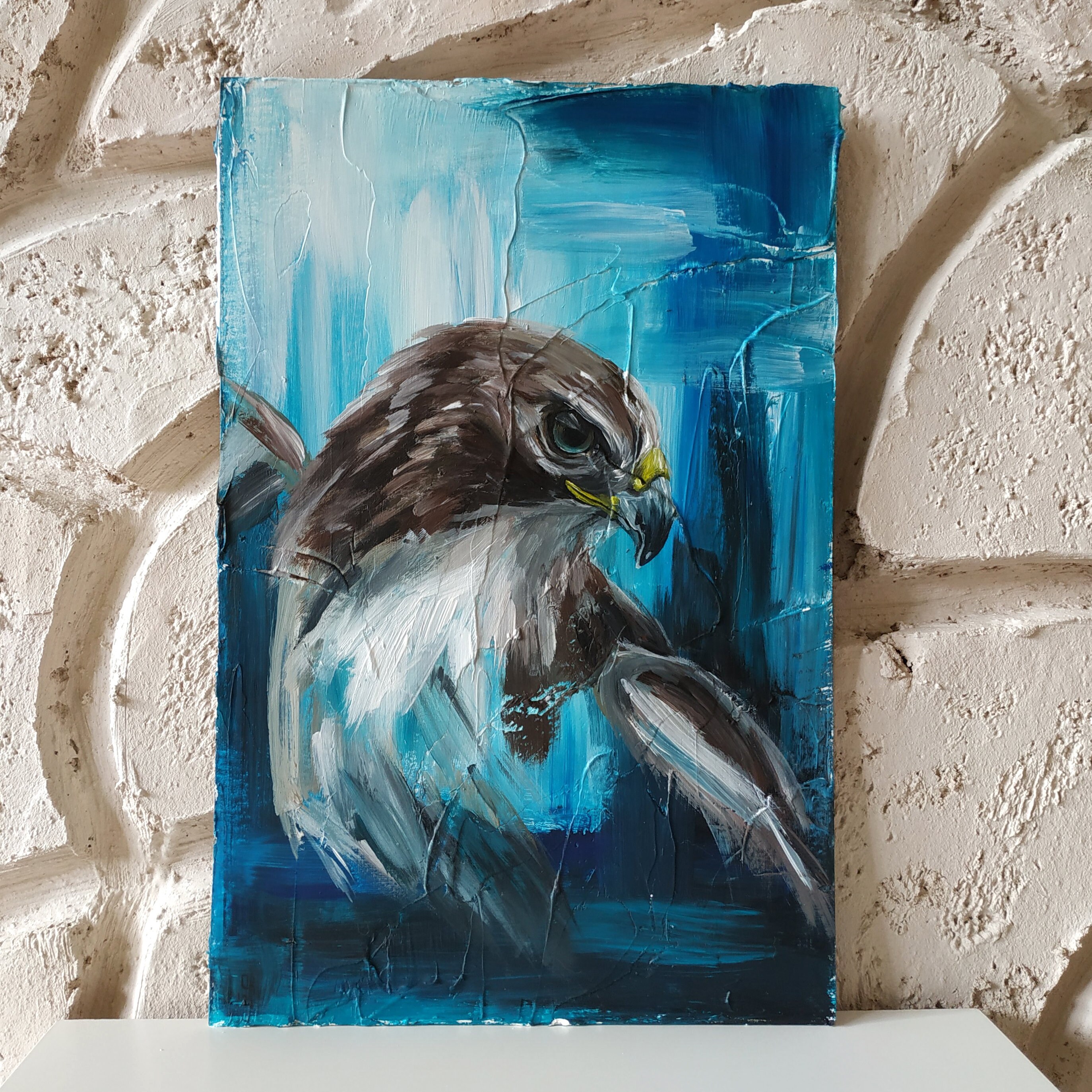 Hawk Painting Original Acrylic Hawk Wall Art Hawk Artwork | Etsy