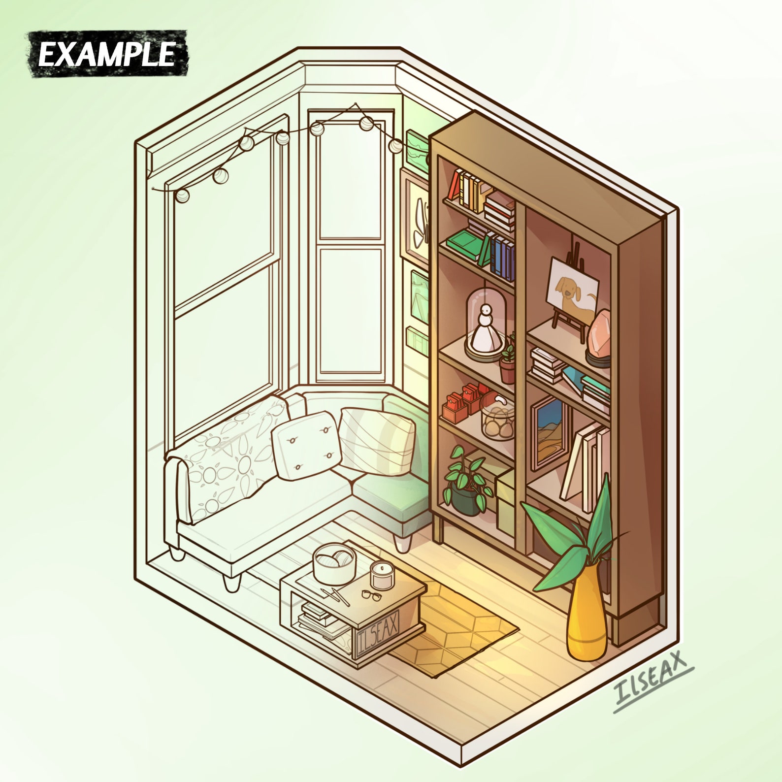 Isometric Procreate Stamps || Living Room Edition || Brushes, Samples ...