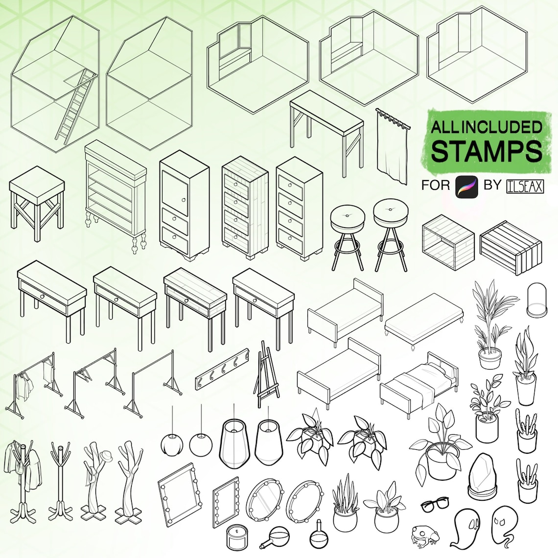Isometric Procreate Stamps Aesthetic Expansion Edition - Etsy