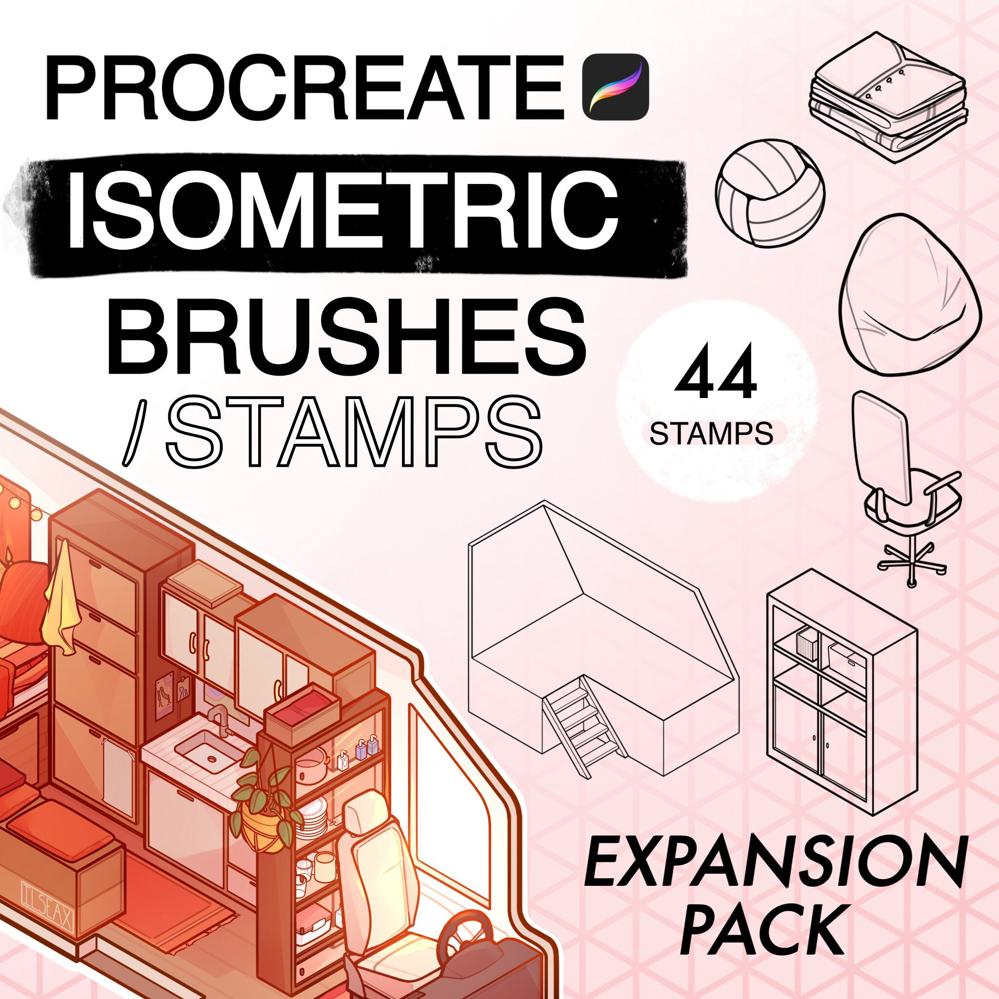 Isometric Procreate Stamps || Expansion Edition || Brushes, Samples ...