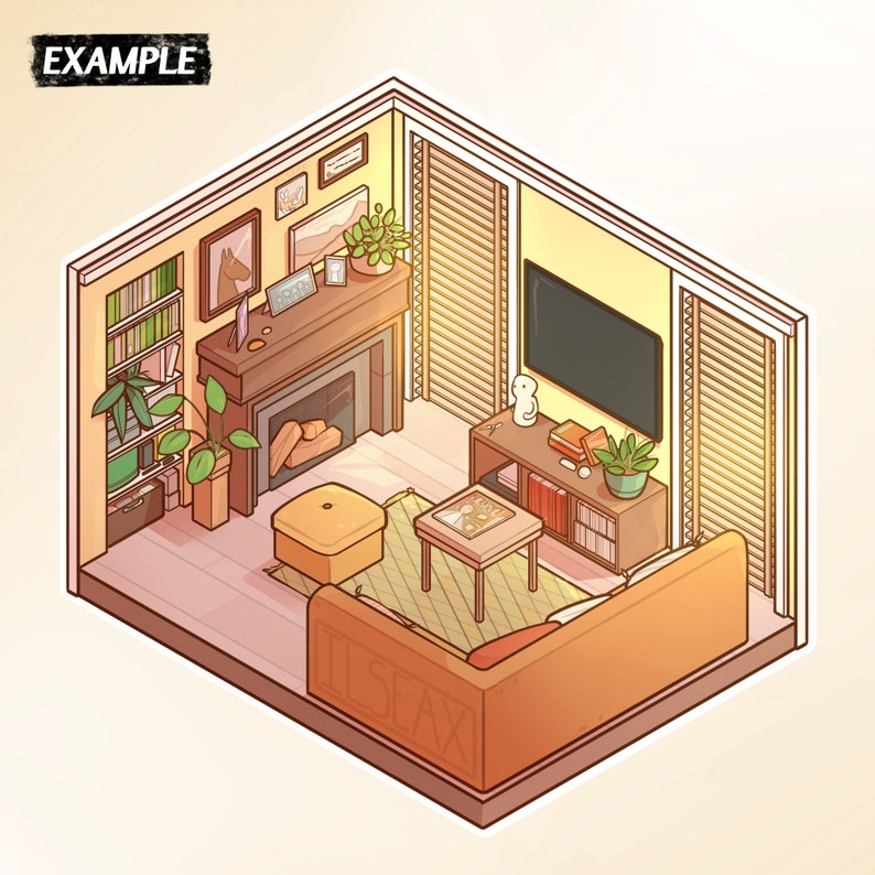Isometric Procreate Stamps || Living Room Edition || Brushes, Samples ...